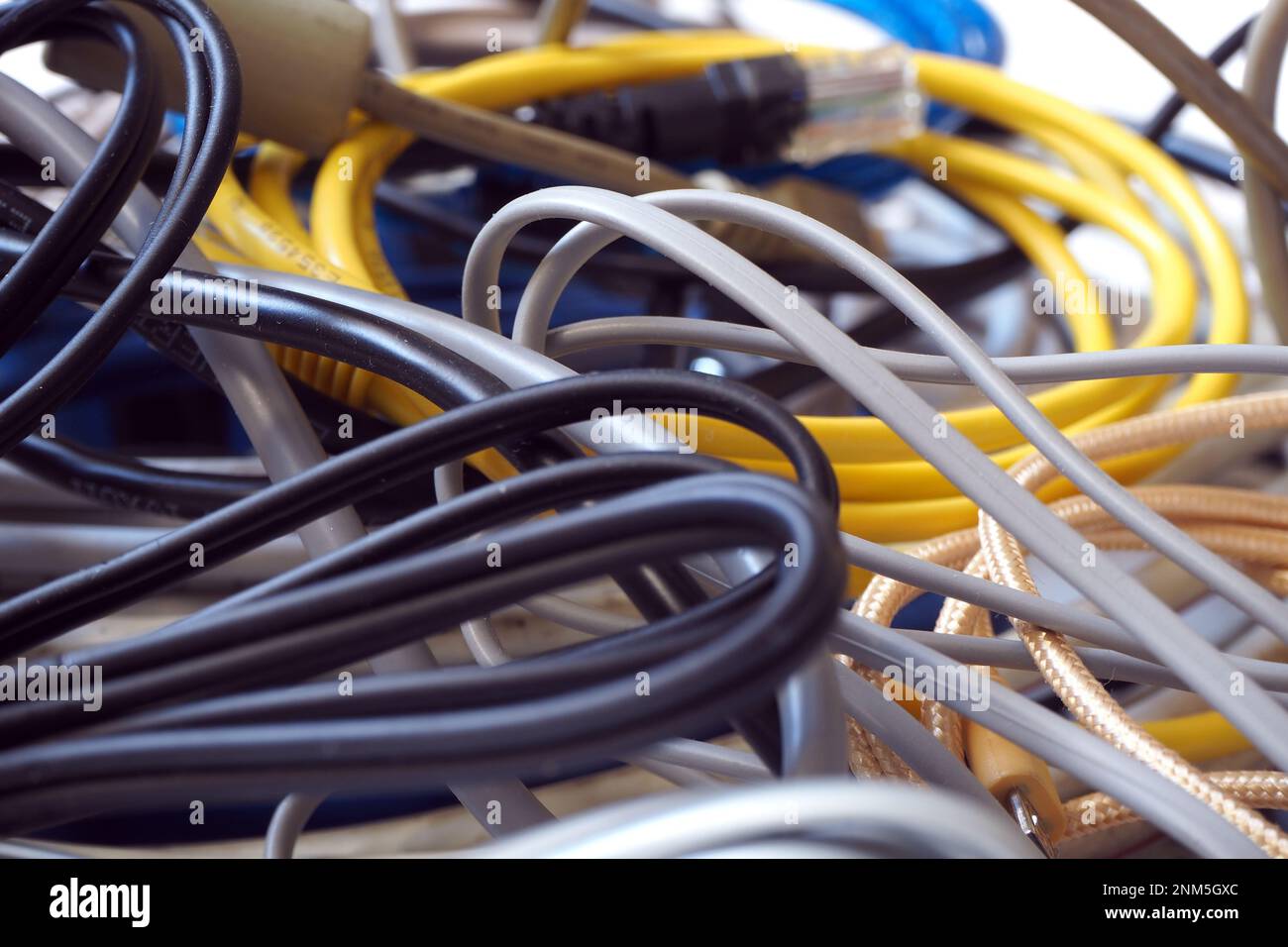 Abstract communication cables background. Messy various cables Stock ...