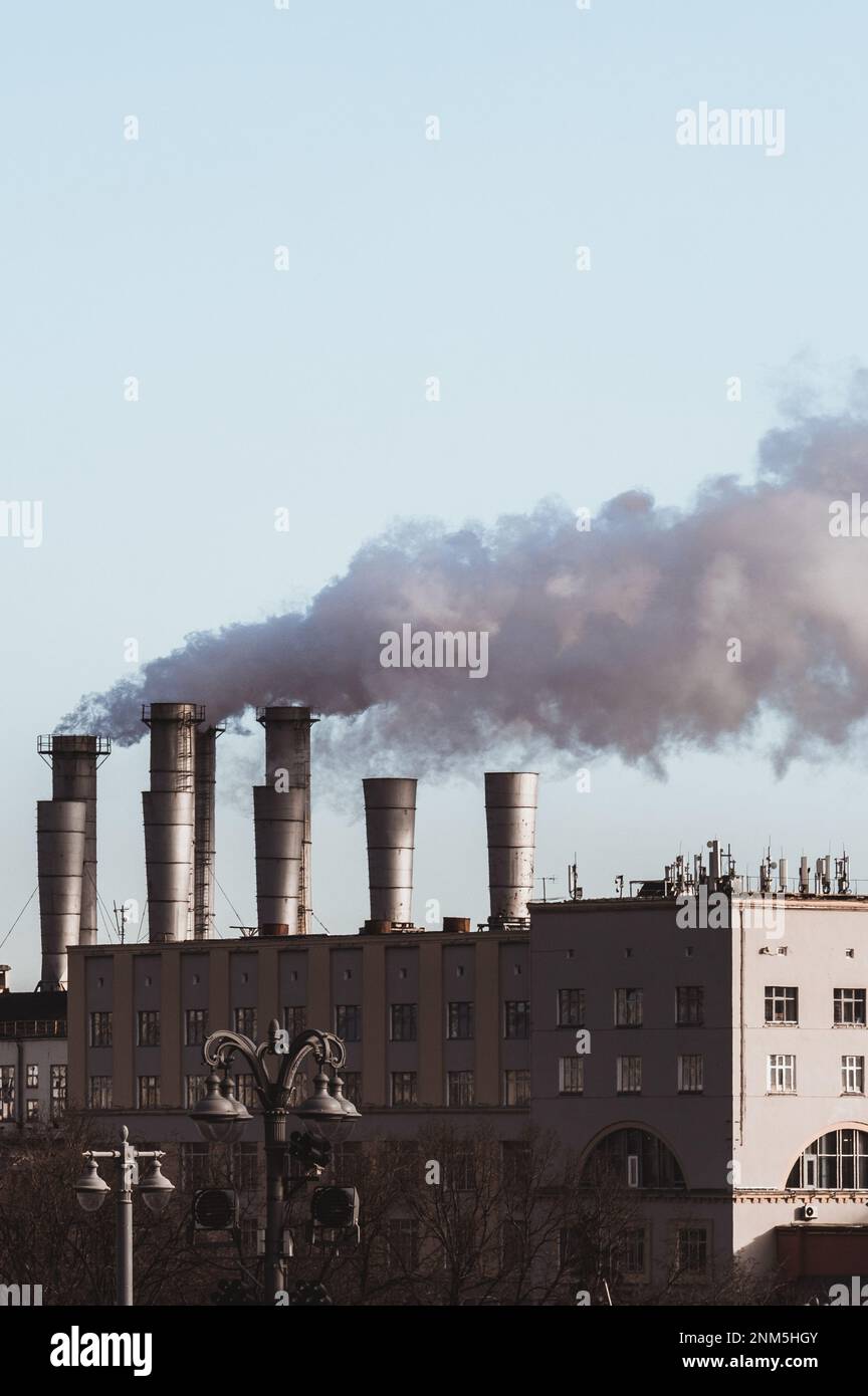 Smoke from the chimney. City center in Moscow. High quality photo Stock ...