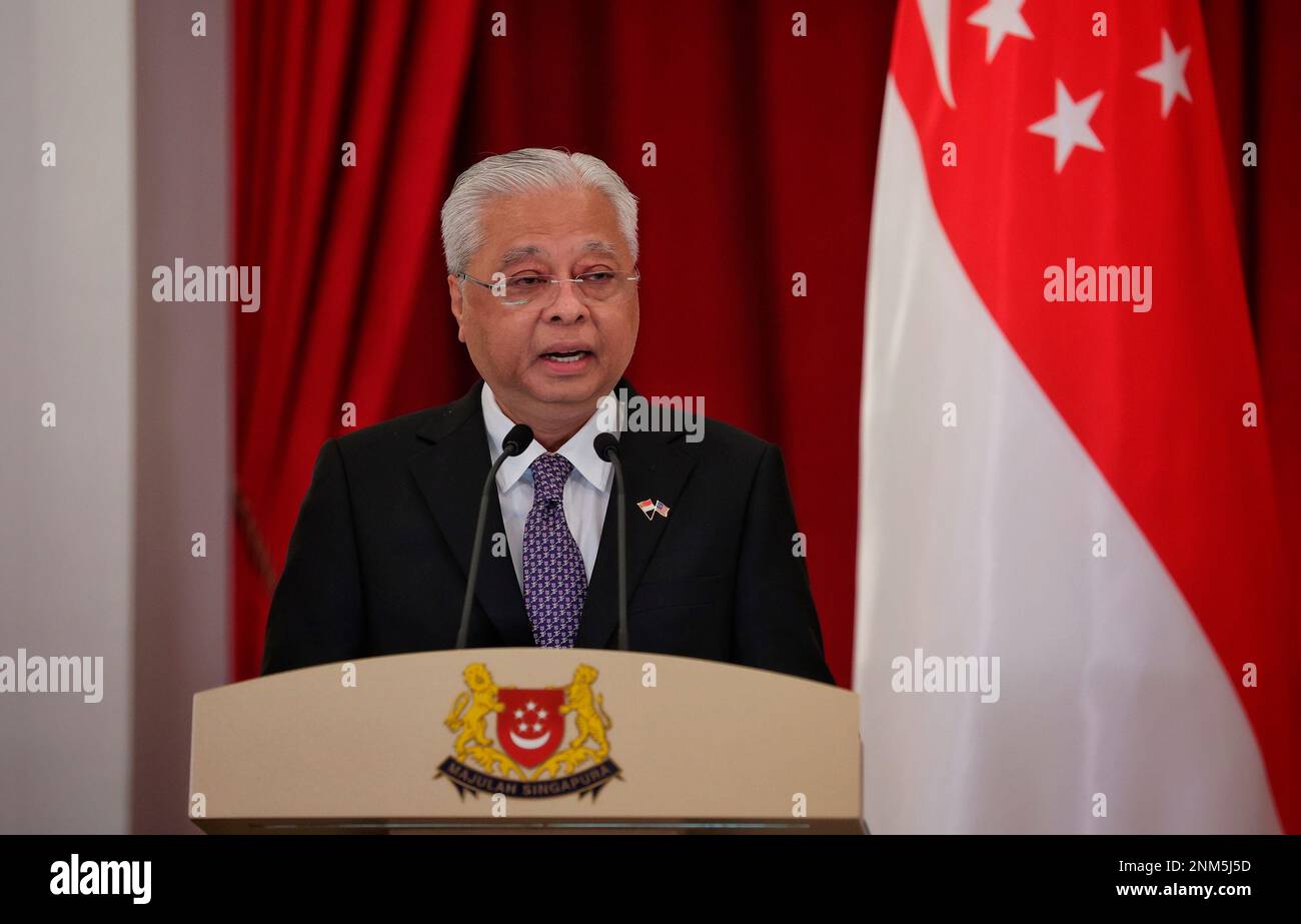 Malaysian Prime Minister Dato' Sri Ismail Sabri Yaakob speaking at a ...