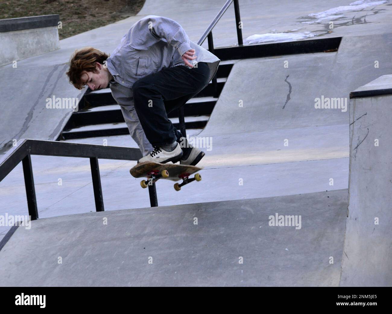 Elijah Frost, 17, of Guilford, Vt., rides his skateboard at Living ...