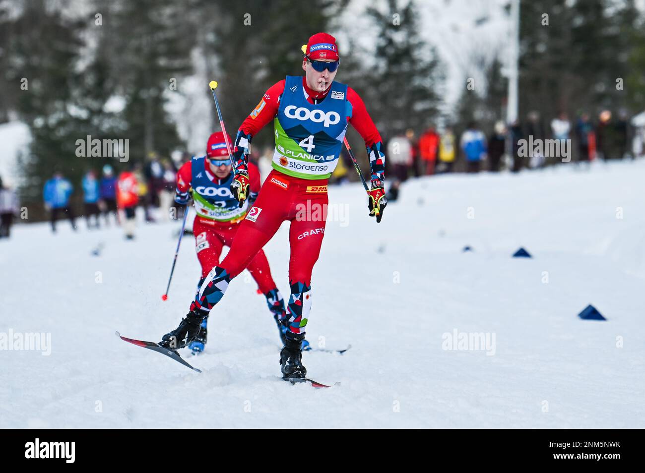 Norway's Simen Hegstad Krueger lead's countryman Sjur Roethe during the ...