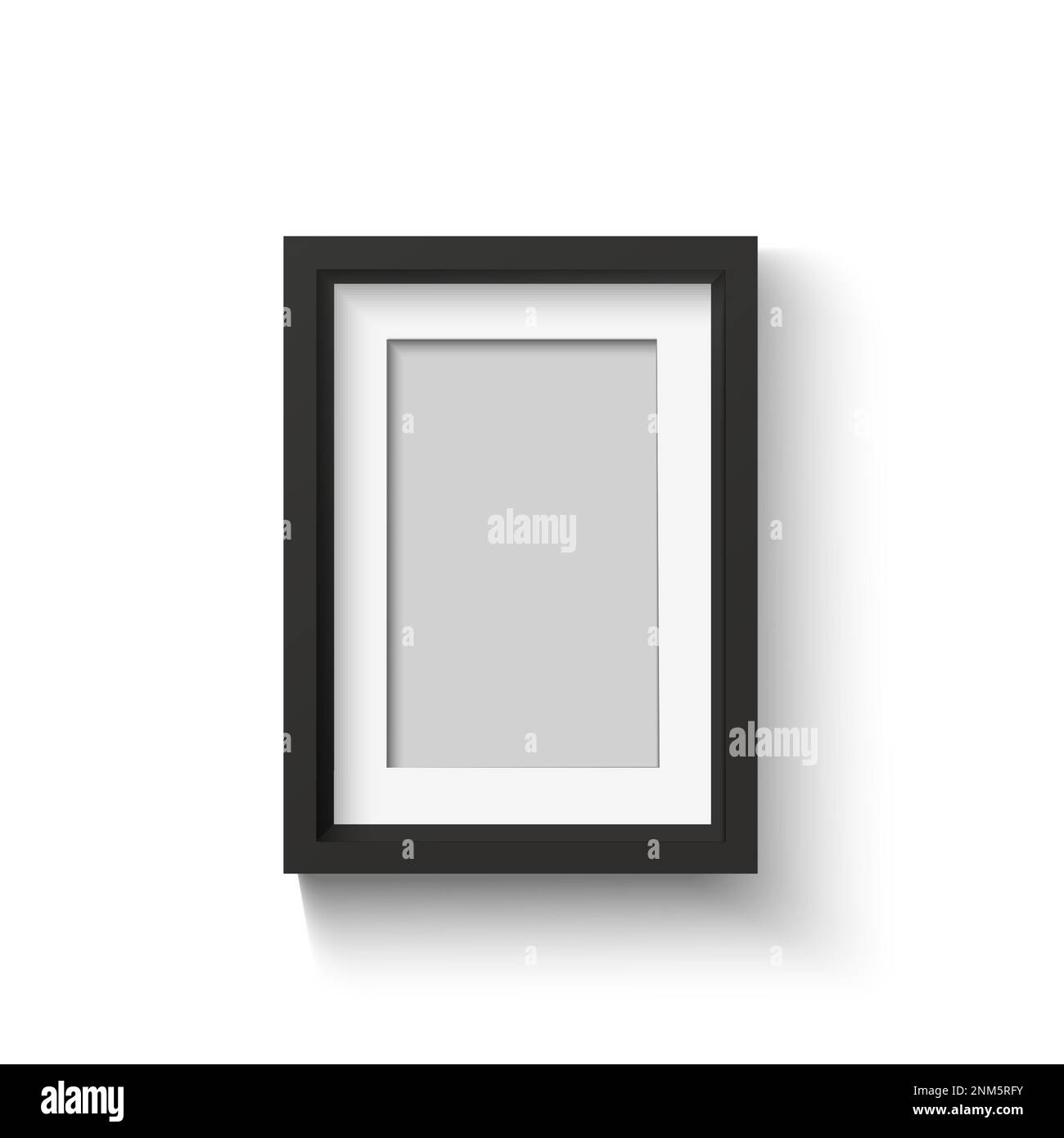 Black blank photo frame set. Vector empty pictures on wall. Square and ...