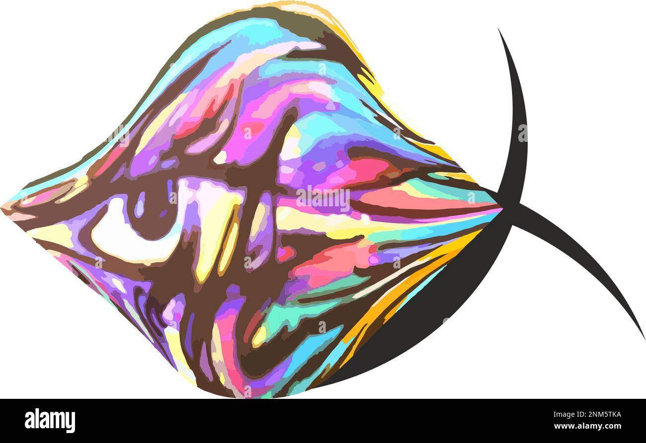 Multicolor fish symbol isolated on a white backdrop for emblems or ...