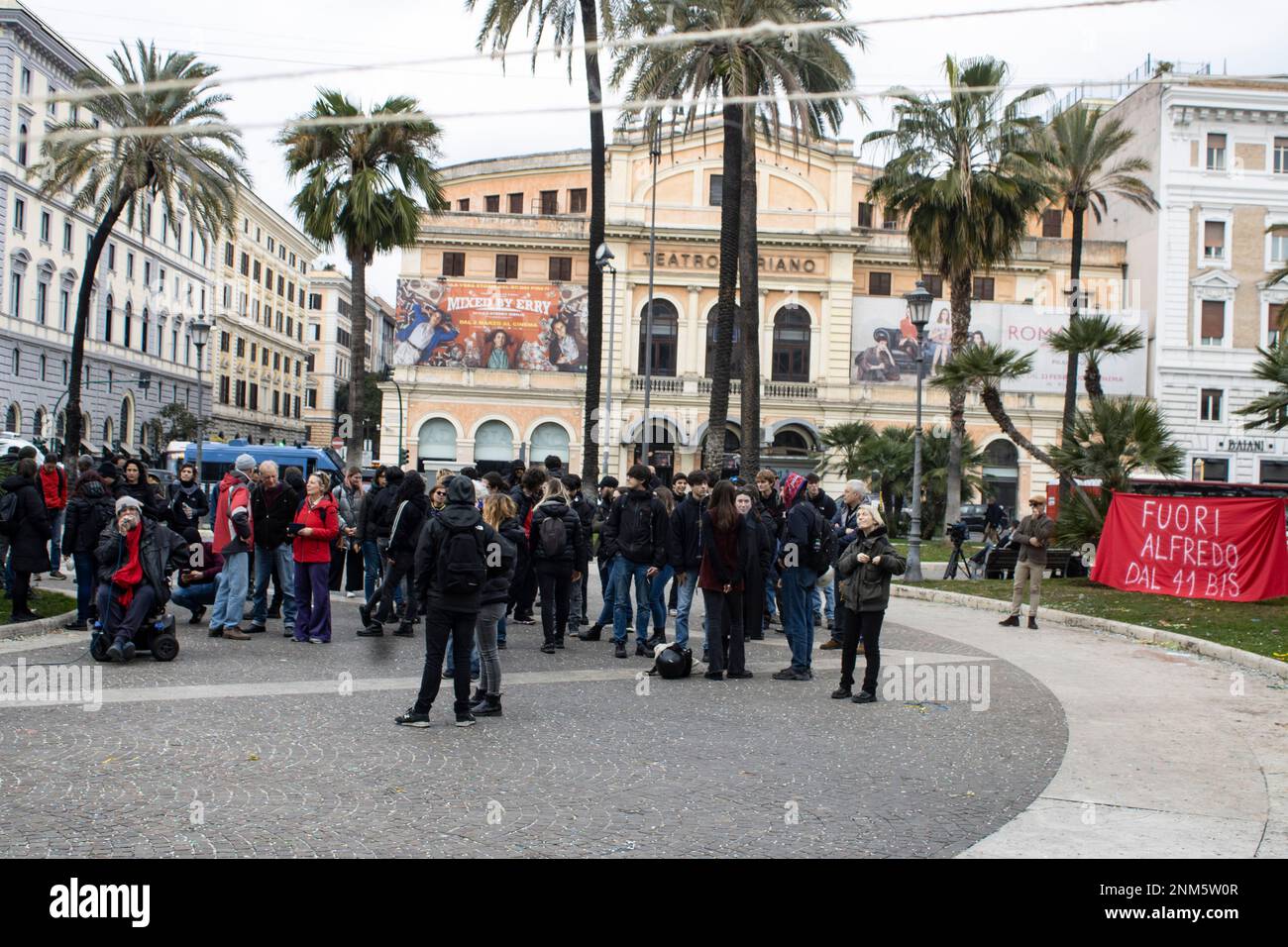 February 24, 2023, rome, Italy: Dozens of anarchists preside over the ...