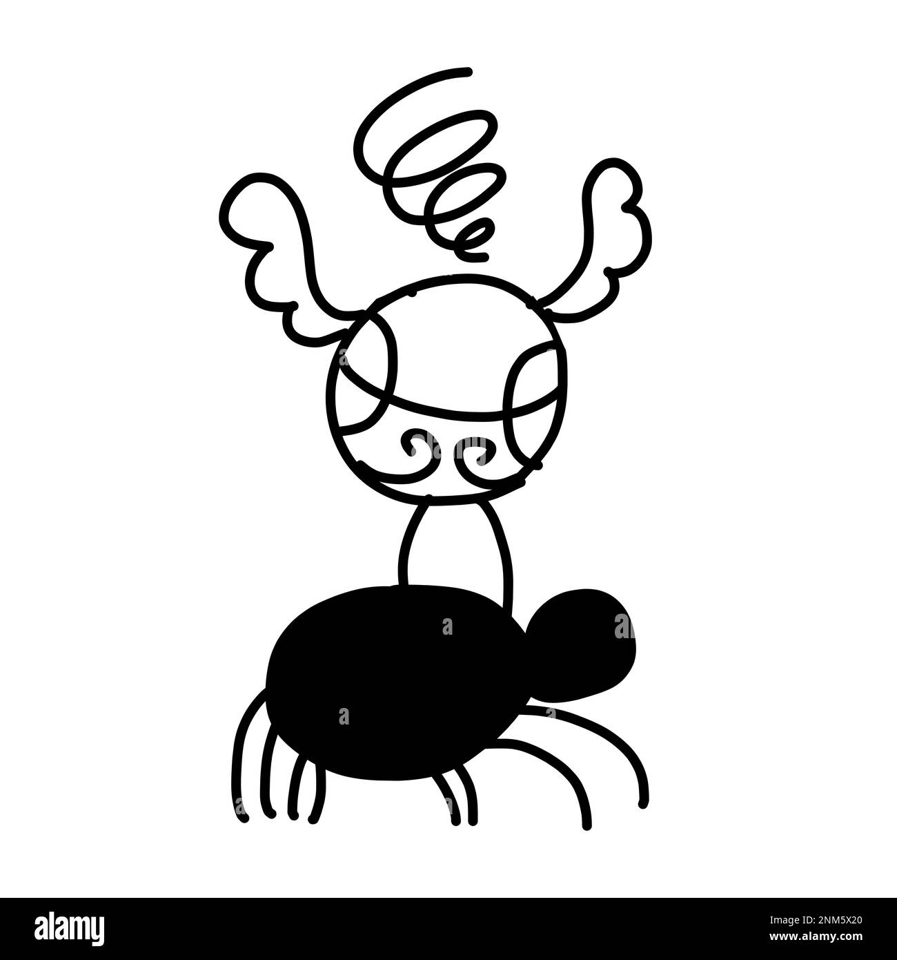 Simple spider in cartoon doodle style. Vector illustration isolated on ...