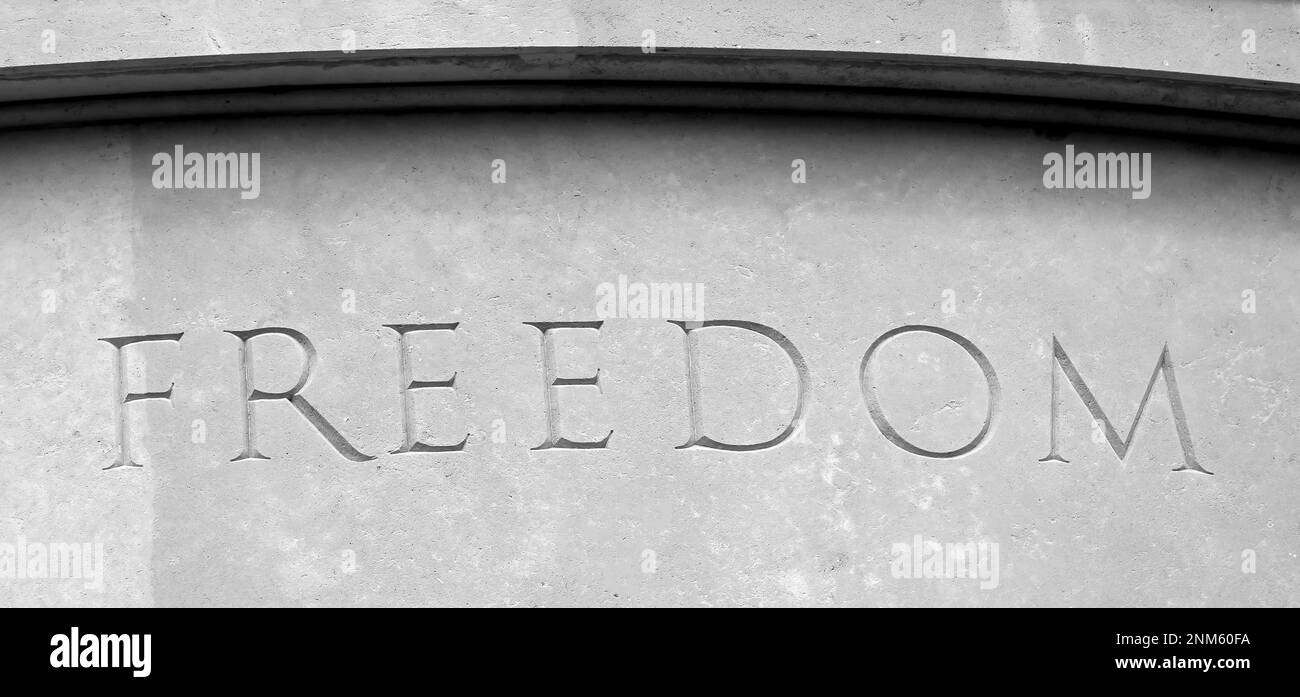 big text FREEDOM in the building capital letters Stock Photo - Alamy
