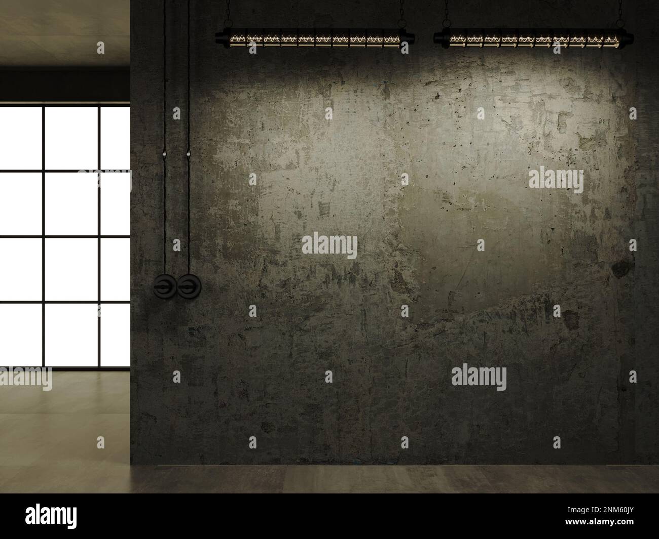 Mockup empty loft concrete wall interior loft interior Stock Photo - Alamy