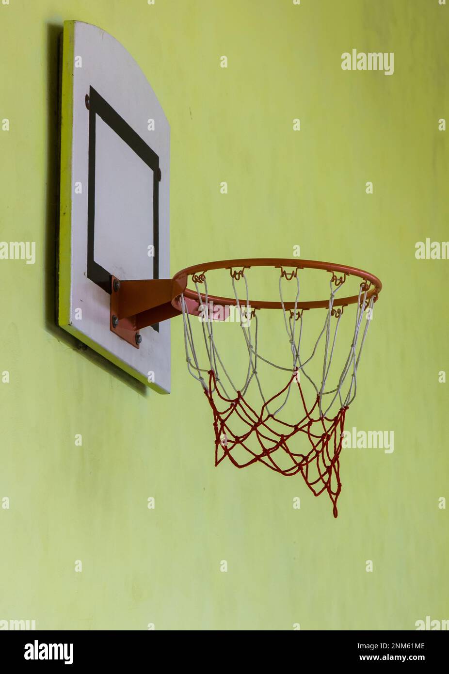 basketball basket on yellow background. in the gym Stock Photo - Alamy