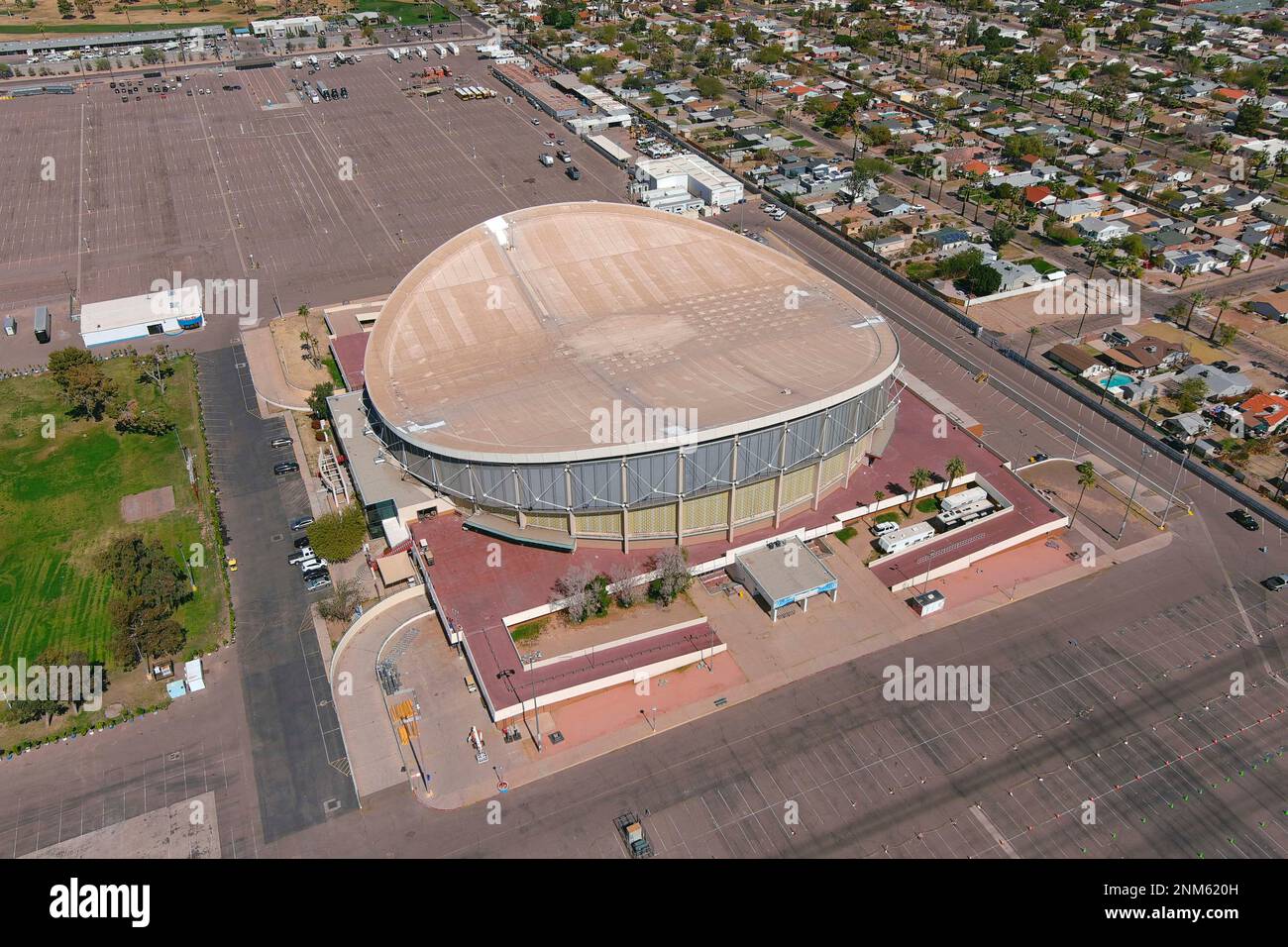 An aerial view of the Arizona Veterans Memorial Coliseum, Tuesday ...