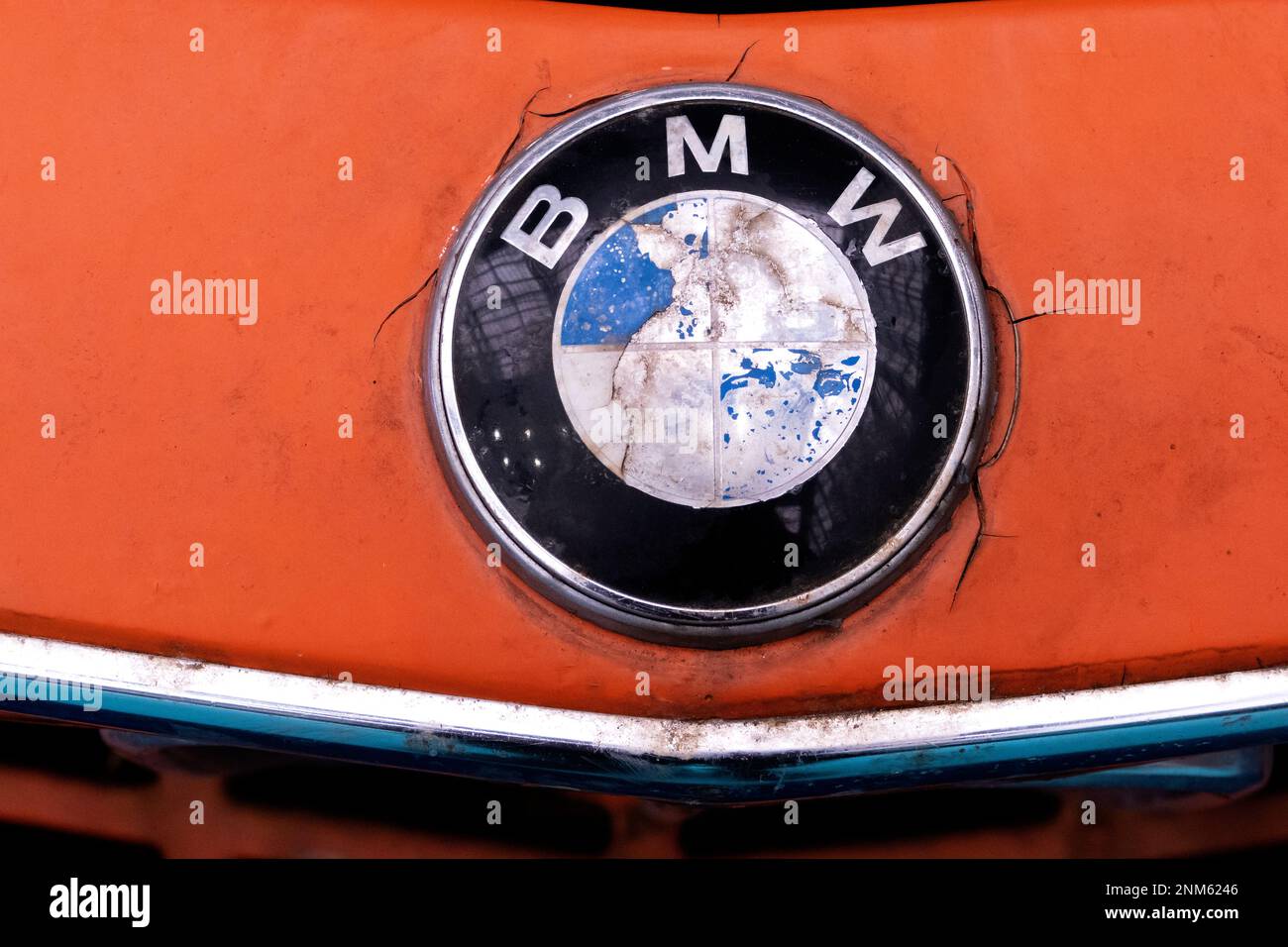 BMW badge on a barn find classic CSL at The London Classic Car Show ...