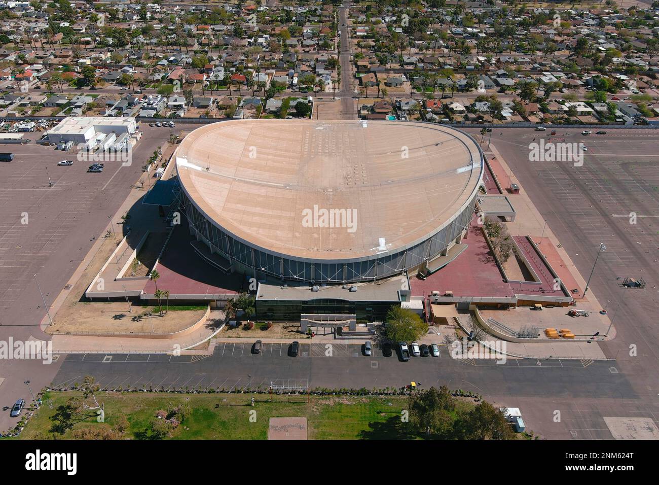 An aerial view of the Arizona Veterans Memorial Coliseum, Tuesday ...