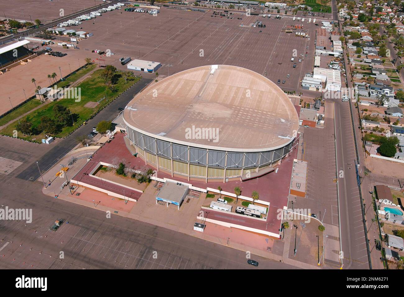 An aerial view of the Arizona Veterans Memorial Coliseum, Tuesday ...
