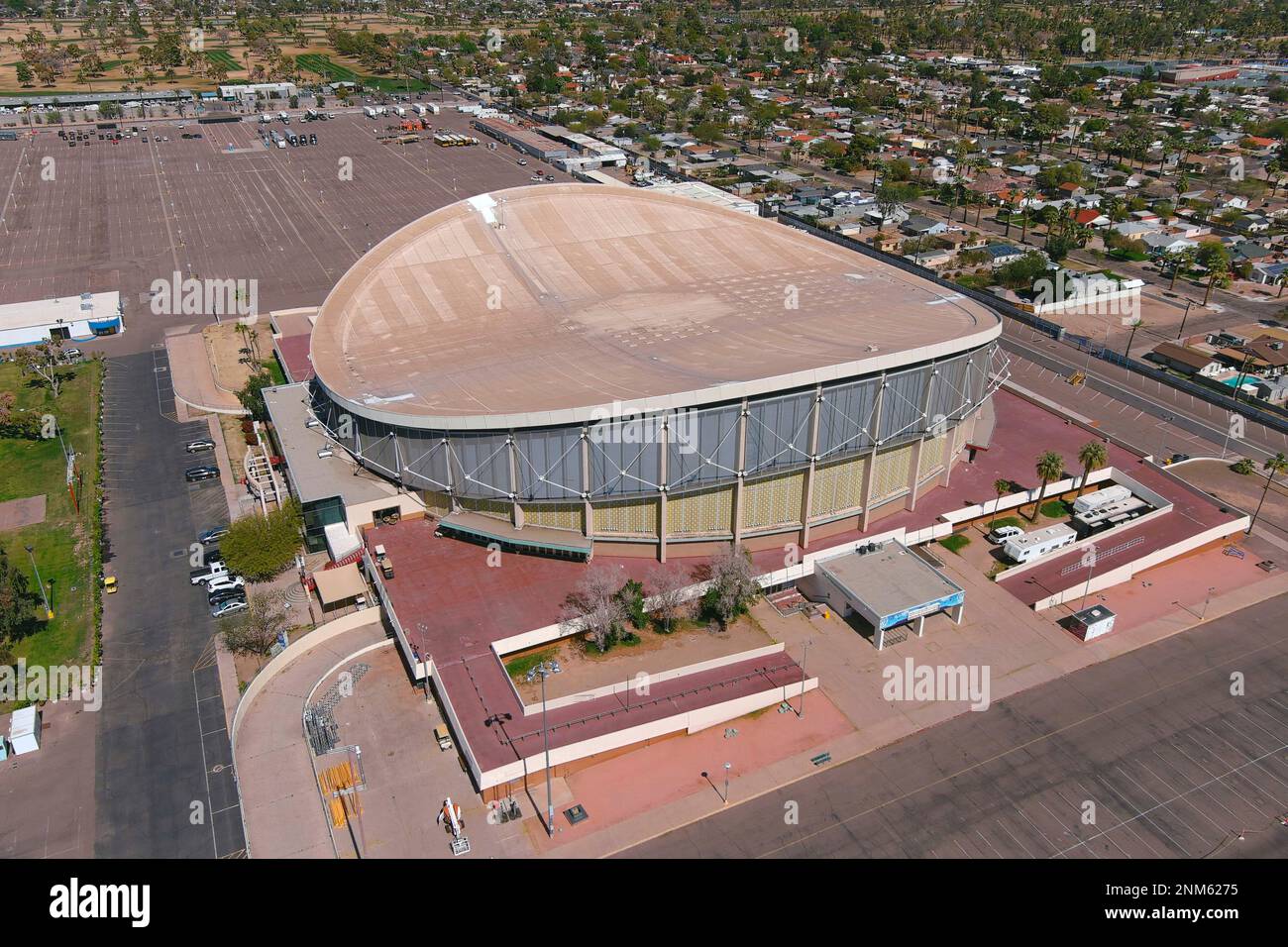 An aerial view of the Arizona Veterans Memorial Coliseum, Tuesday ...