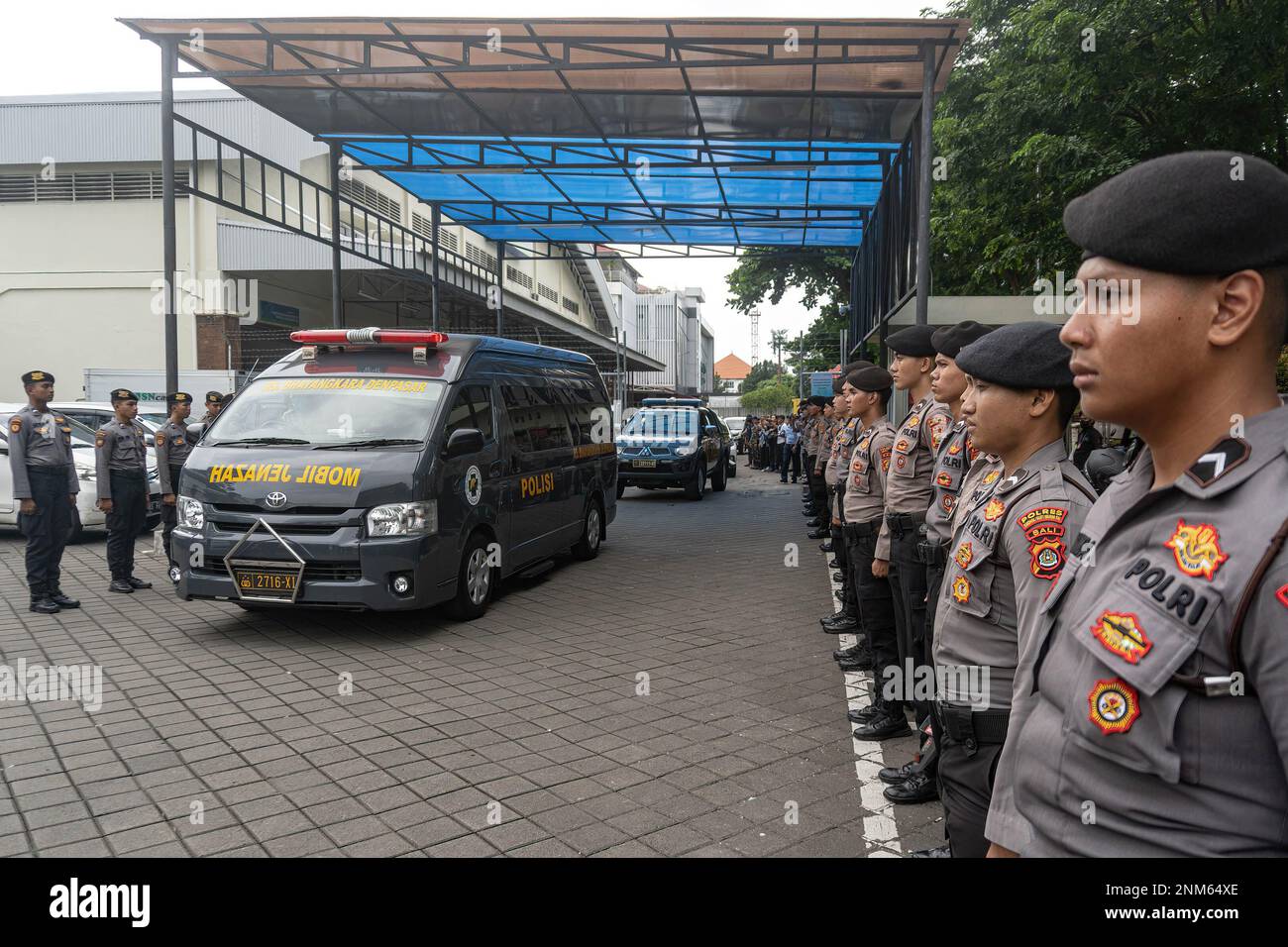 Badung, Indonesia. 23rd Feb, 2023. Indonesian police officers are seen ...