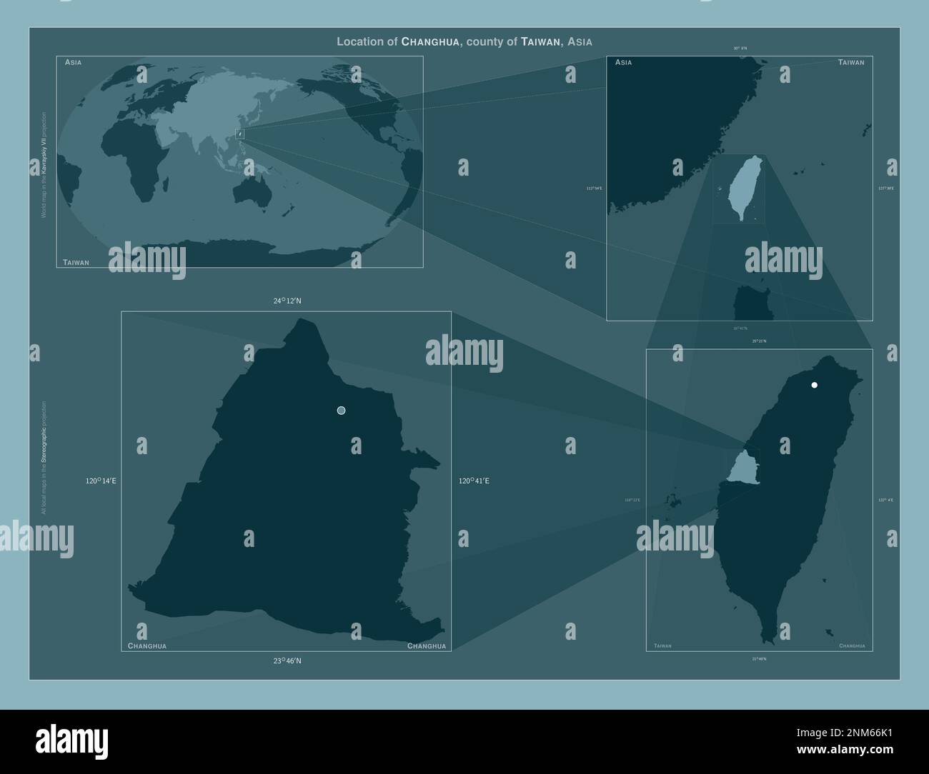 Changhua, county of Taiwan. Diagram showing the location of the region ...