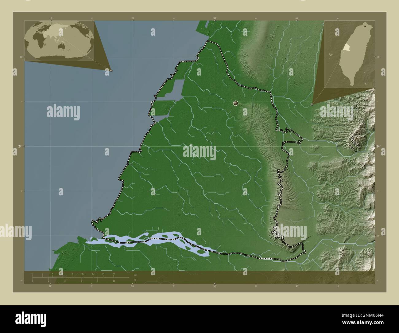 Changhua, county of Taiwan. Elevation map colored in wiki style with ...