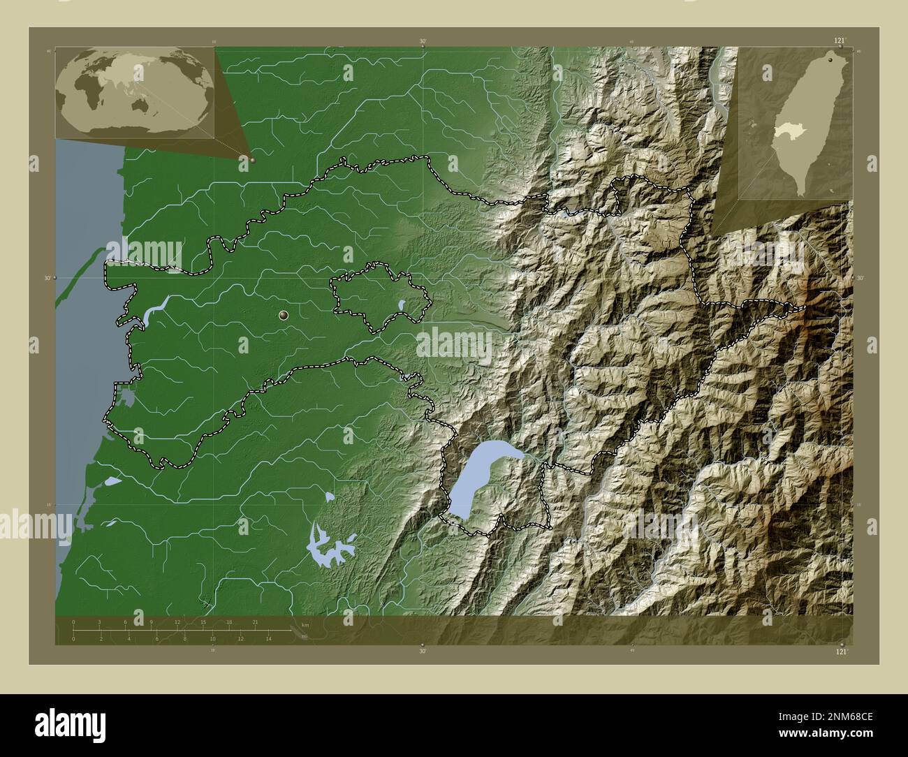 Chiayi, county of Taiwan. Elevation map colored in wiki style with ...