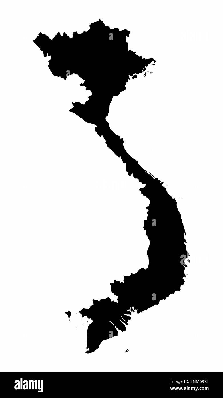Vietnam map silhouette isolated on white background Stock Vector Image ...