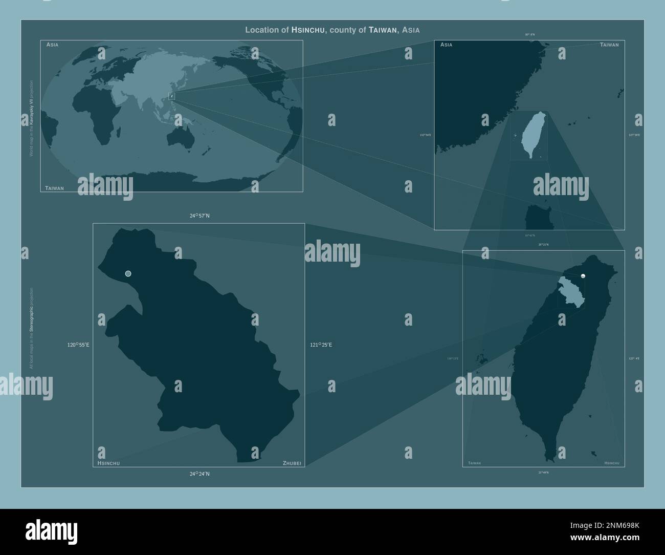 Hsinchu, county of Taiwan. Diagram showing the location of the region ...