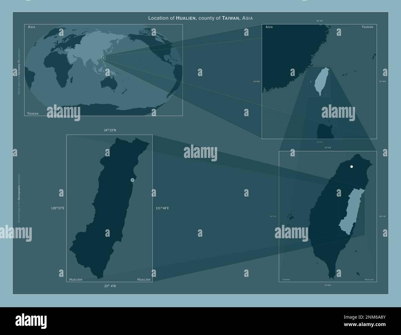 Hualien, county of Taiwan. Diagram showing the location of the region ...