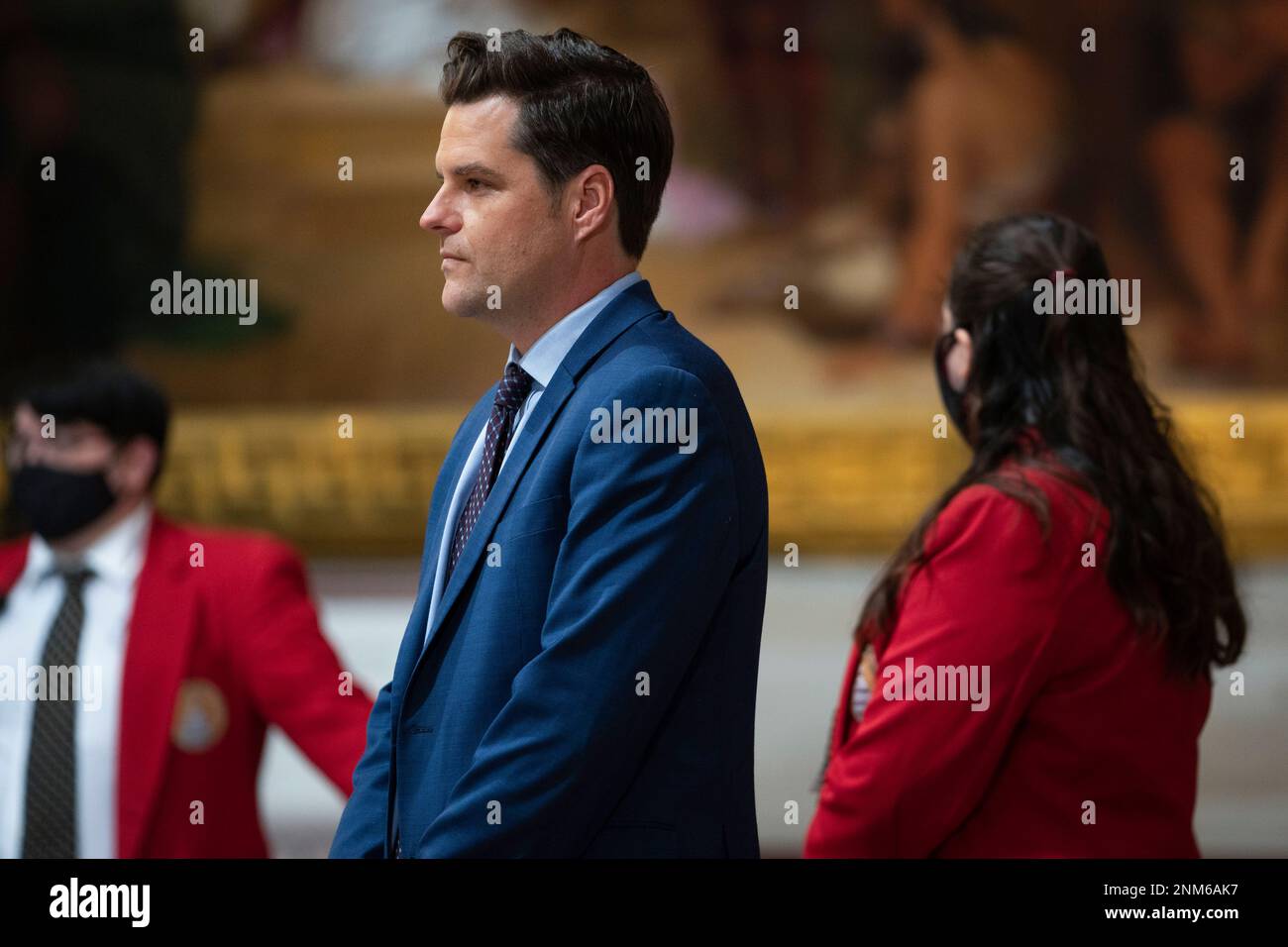 Rep. Matt Gaetz, R-Fla., pays his respects to former Sen. Bob Dole of ...