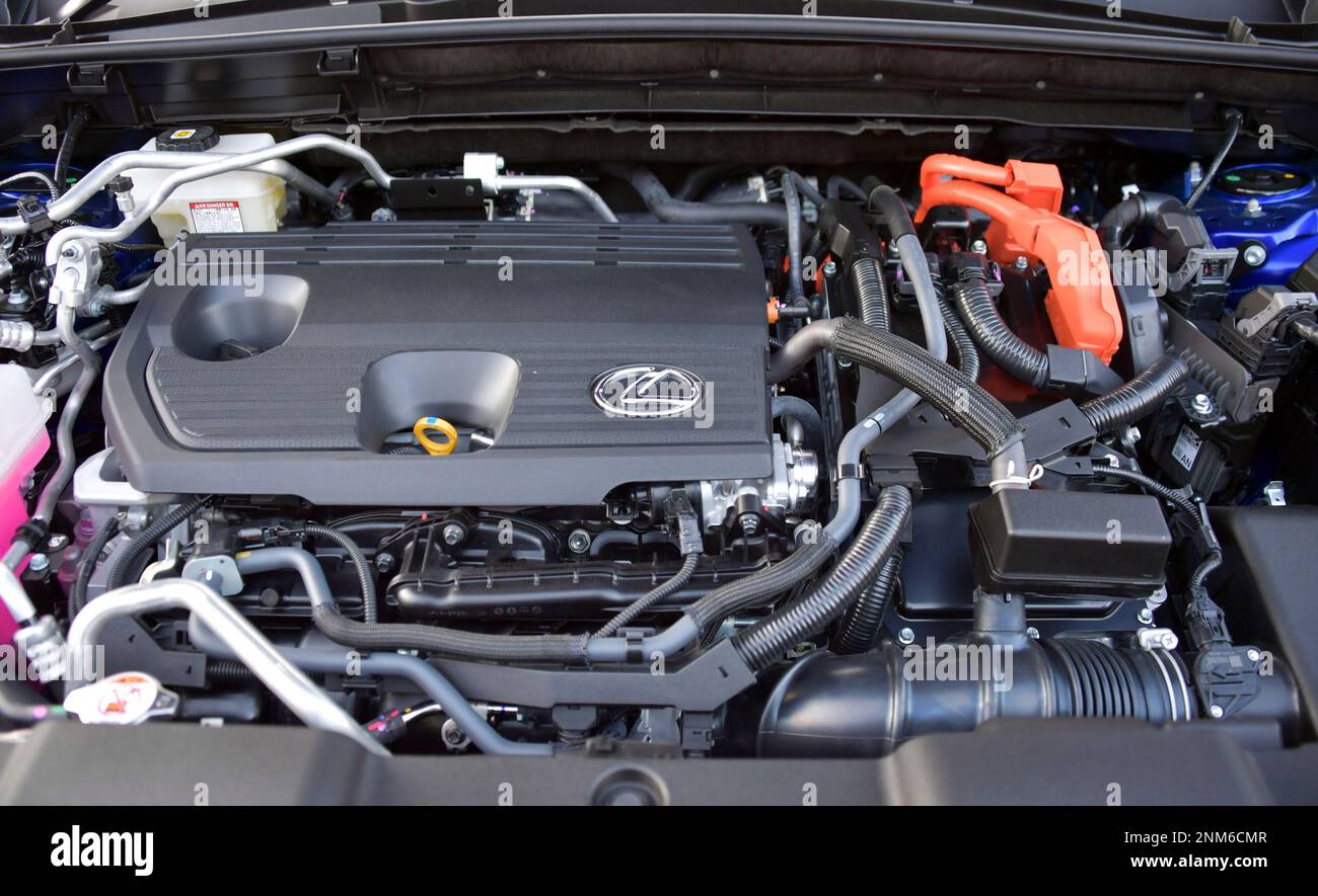 An engine space of NX450+, Toyota Lexus' first plug-in hybrid electric ...