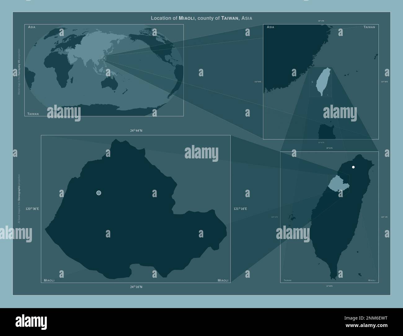 Miaoli, county of Taiwan. Diagram showing the location of the region on ...