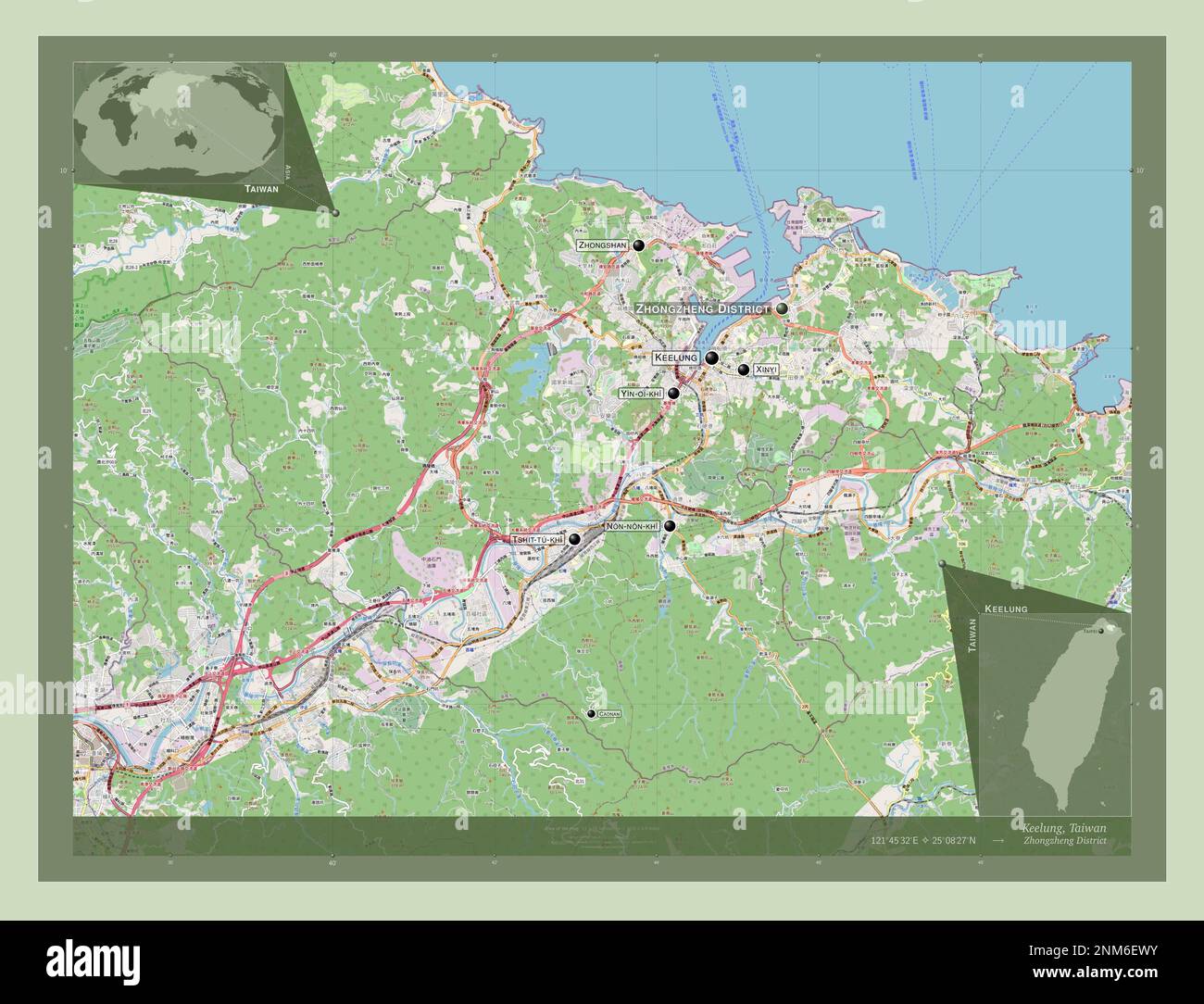 Keelung, provincial city of Taiwan. Open Street Map. Locations and ...