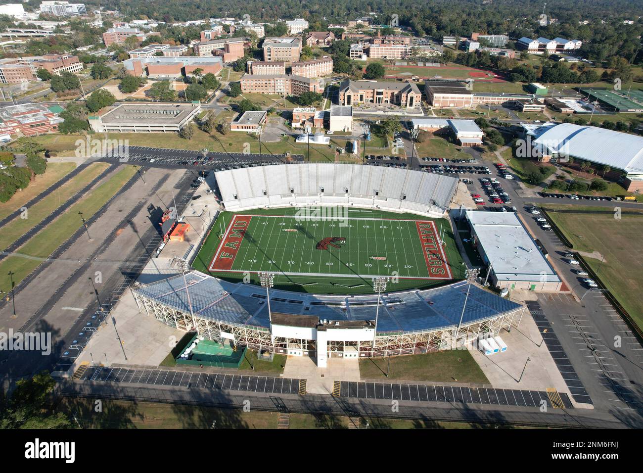 An aerial view of Bragg Memorial Stadium on the campus of Florida A&M ...