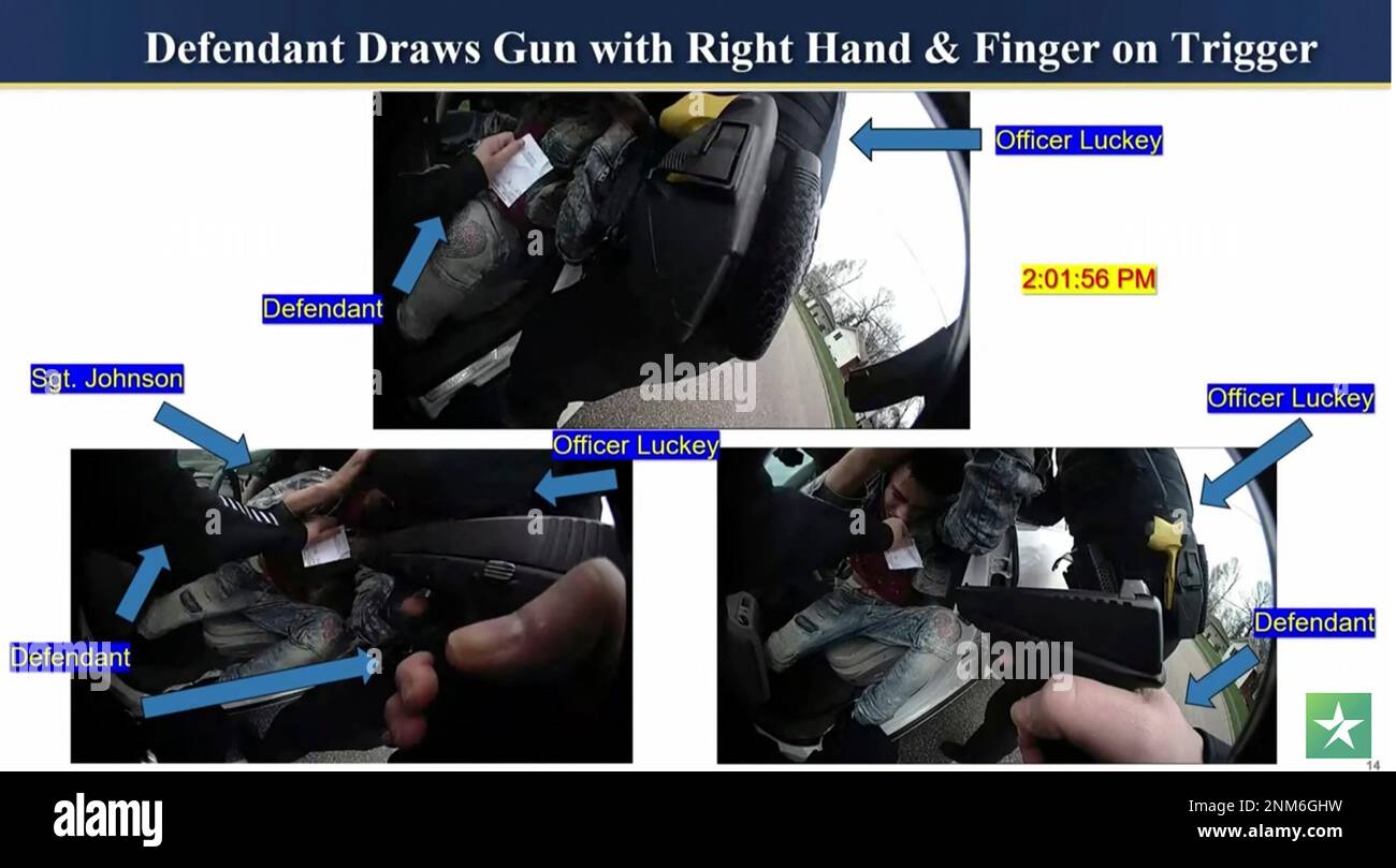 In this screen grab from police video, prosecutor Erin Eldridge shows ...