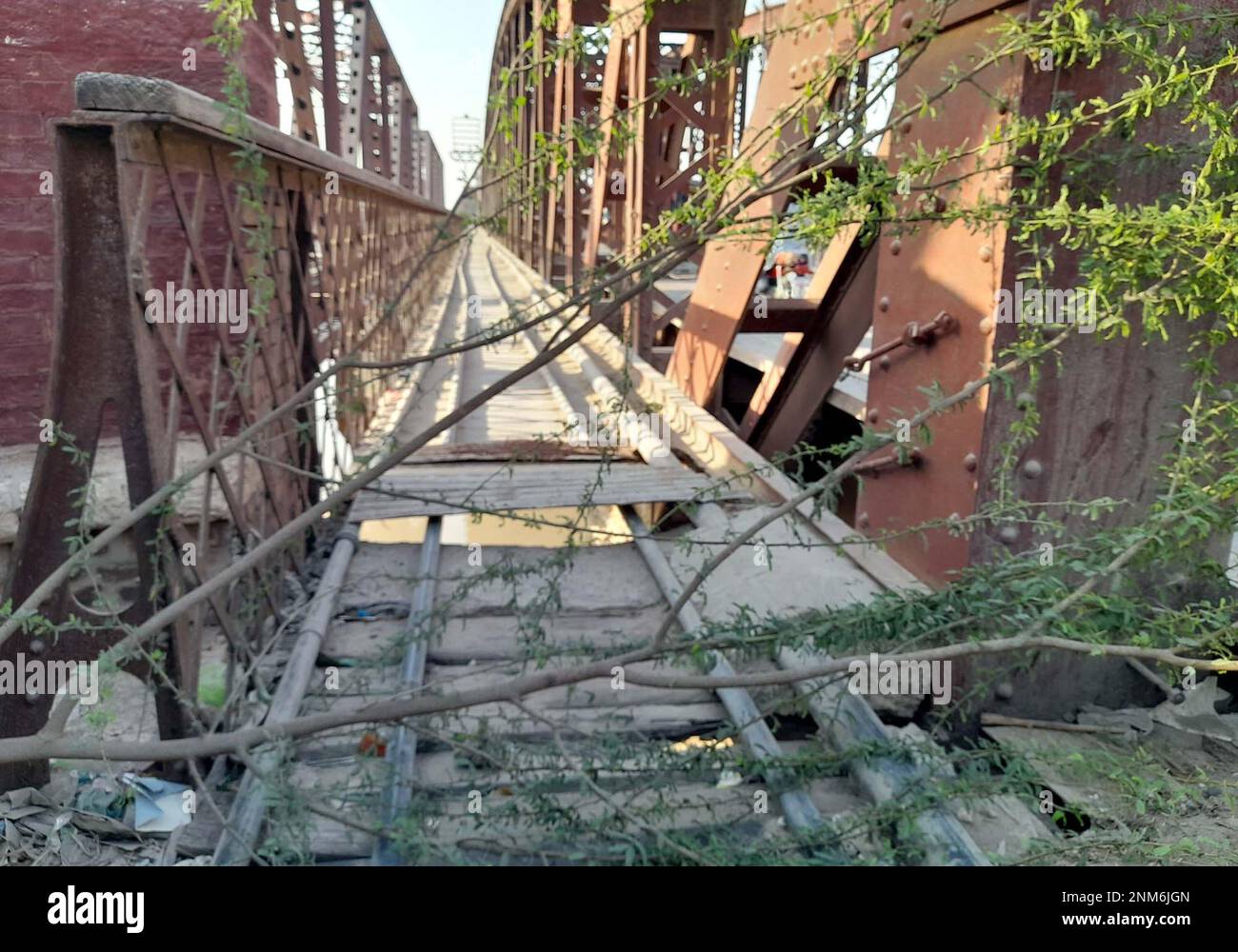 A view of broken and worst condition of Rohri Island Bridge, needs ...