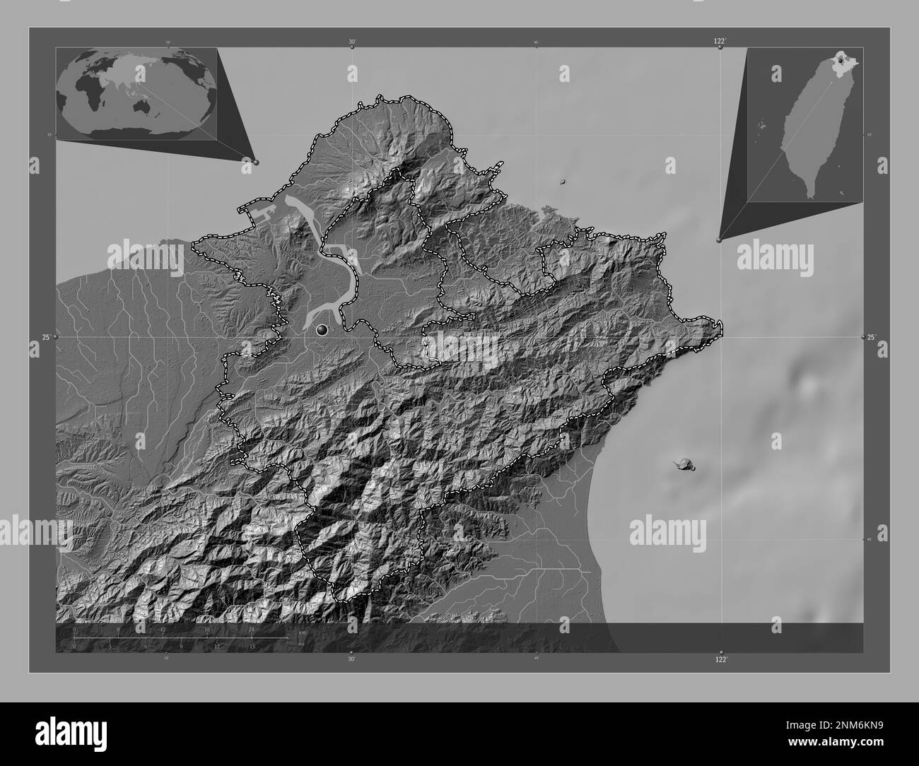 New Taipei City, special municipality of Taiwan. Bilevel elevation map ...
