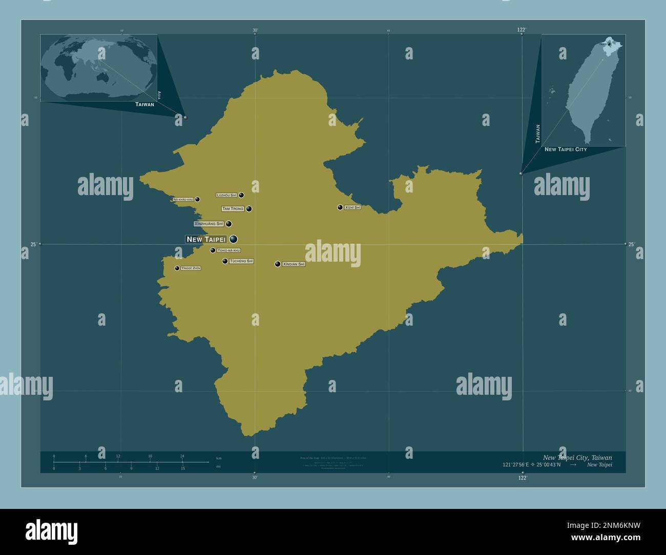 New Taipei City, special municipality of Taiwan. Solid color shape ...
