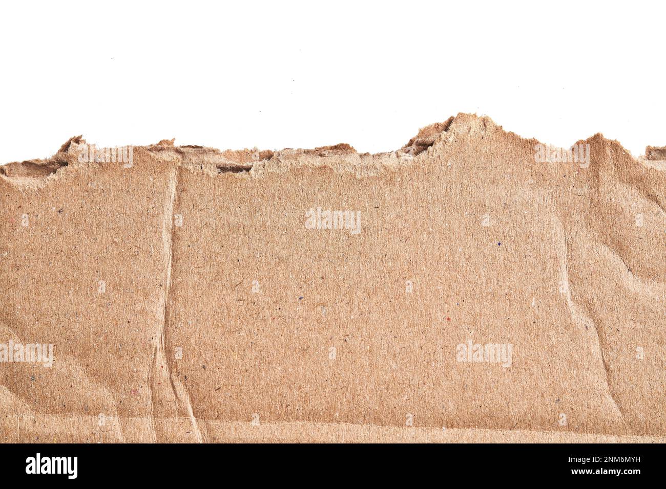 One ripped piece of cardboard material over isolated white background ...