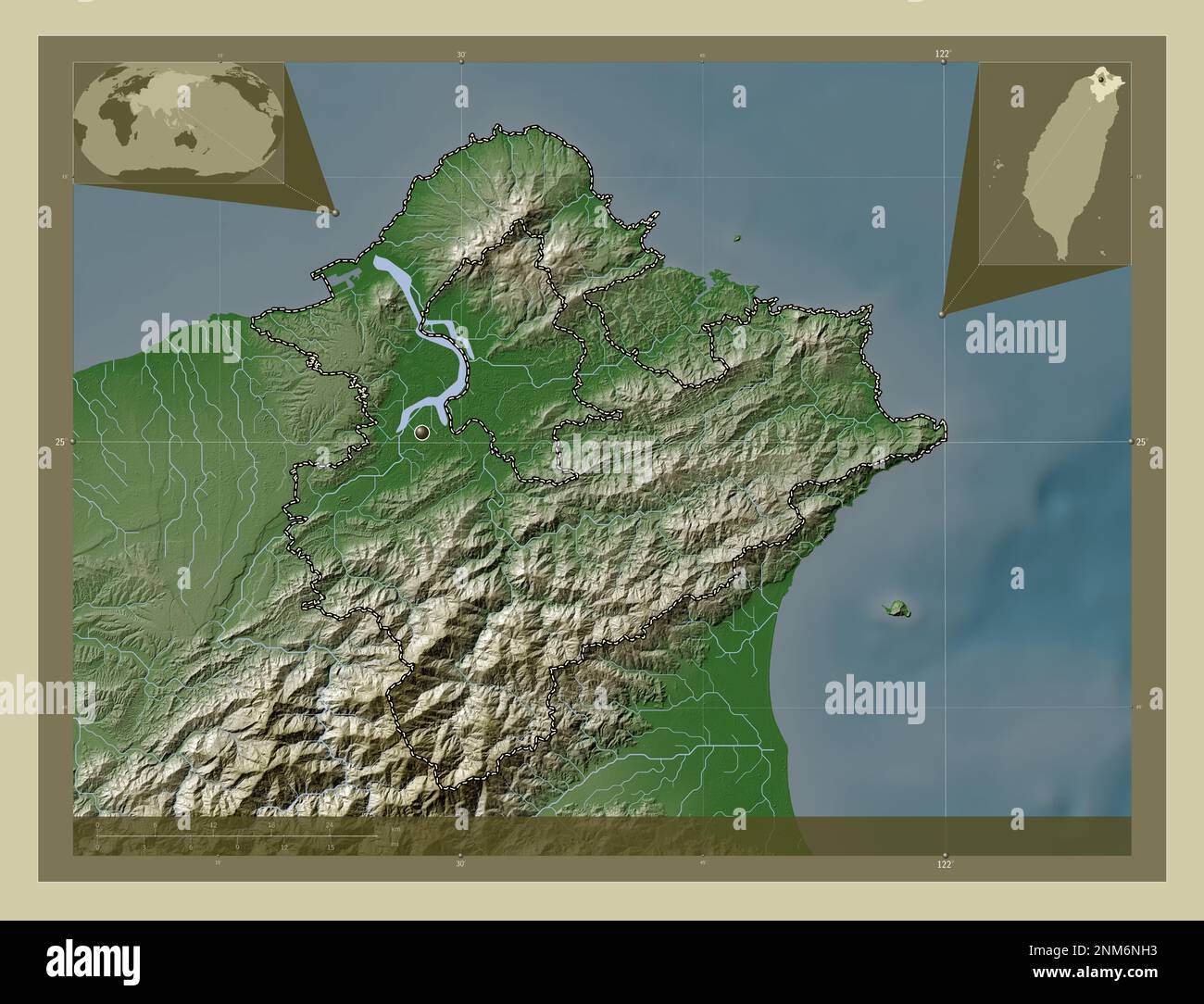 New Taipei City, special municipality of Taiwan. Elevation map colored ...