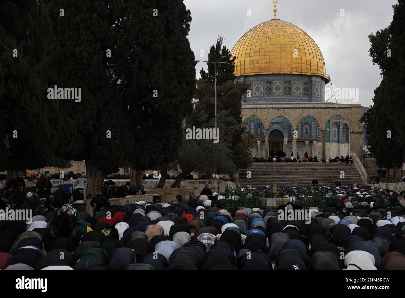 Jerusalem, Israel. 24th Feb, 2023. Palestinian Muslim devotees offers ...