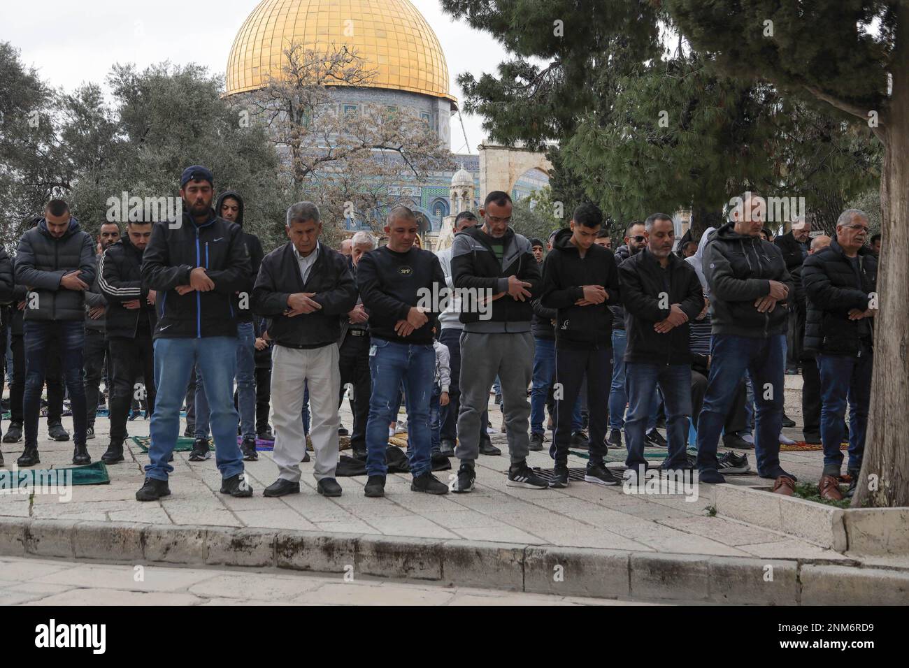Jerusalem, Israel. 24th Feb, 2023. Palestinian Muslim devotees offers ...
