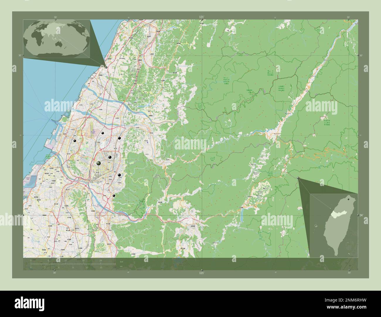 Taichung, special municipality of Taiwan. Open Street Map. Locations of ...