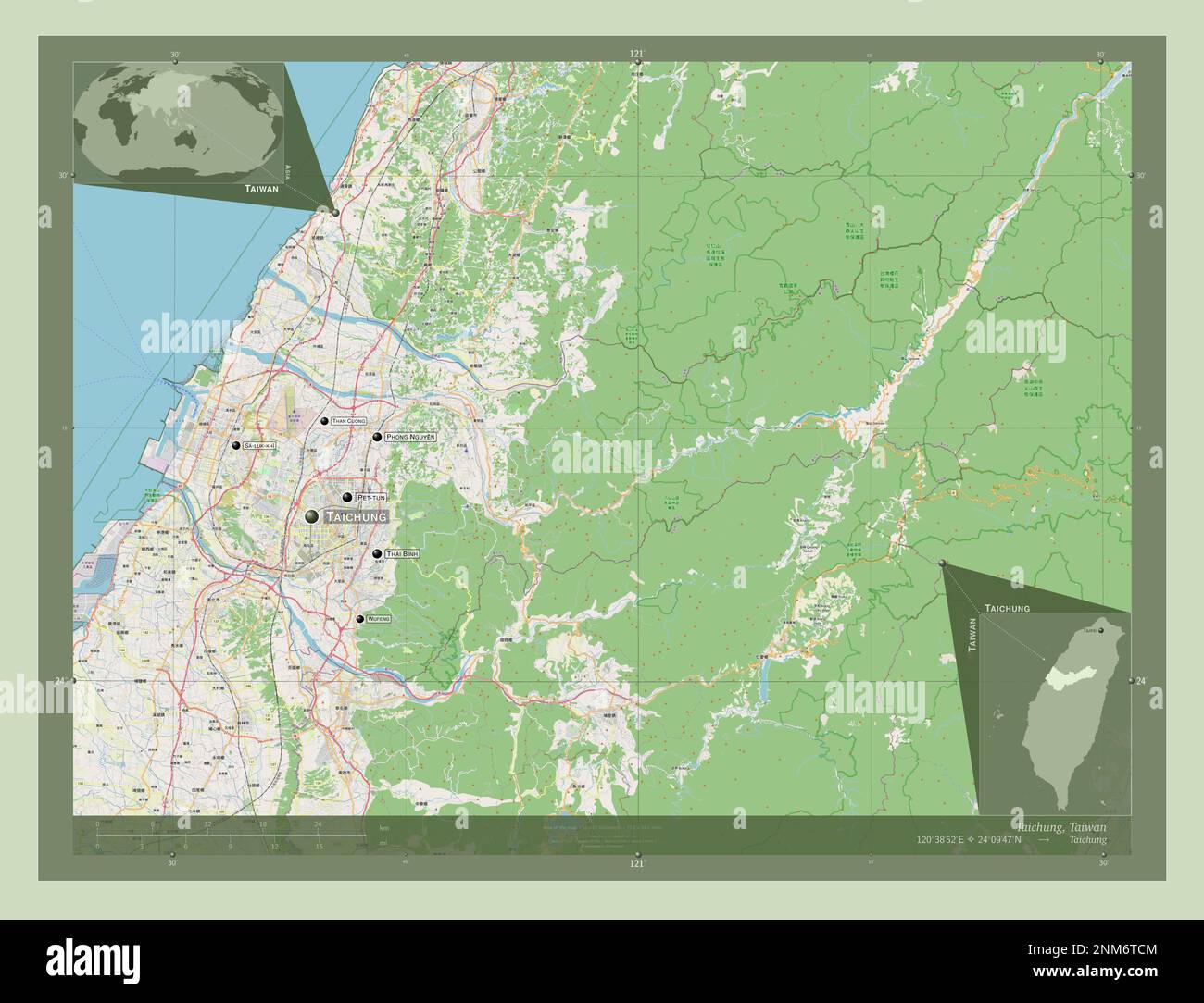 Taichung, special municipality of Taiwan. Open Street Map. Locations ...
