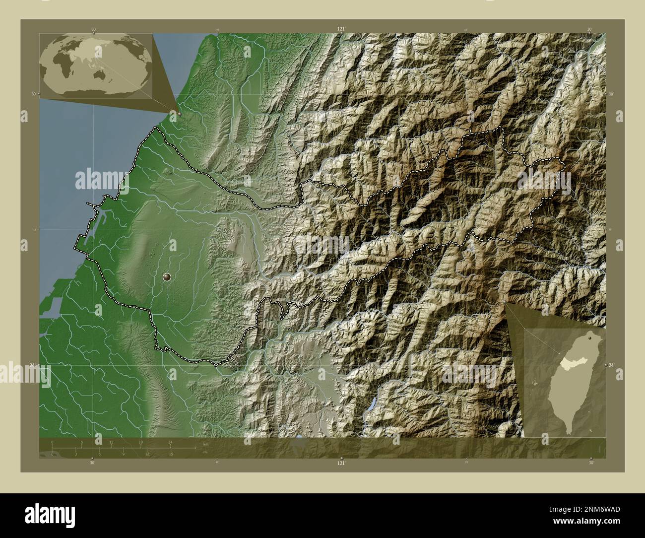 Taichung, special municipality of Taiwan. Elevation map colored in wiki ...