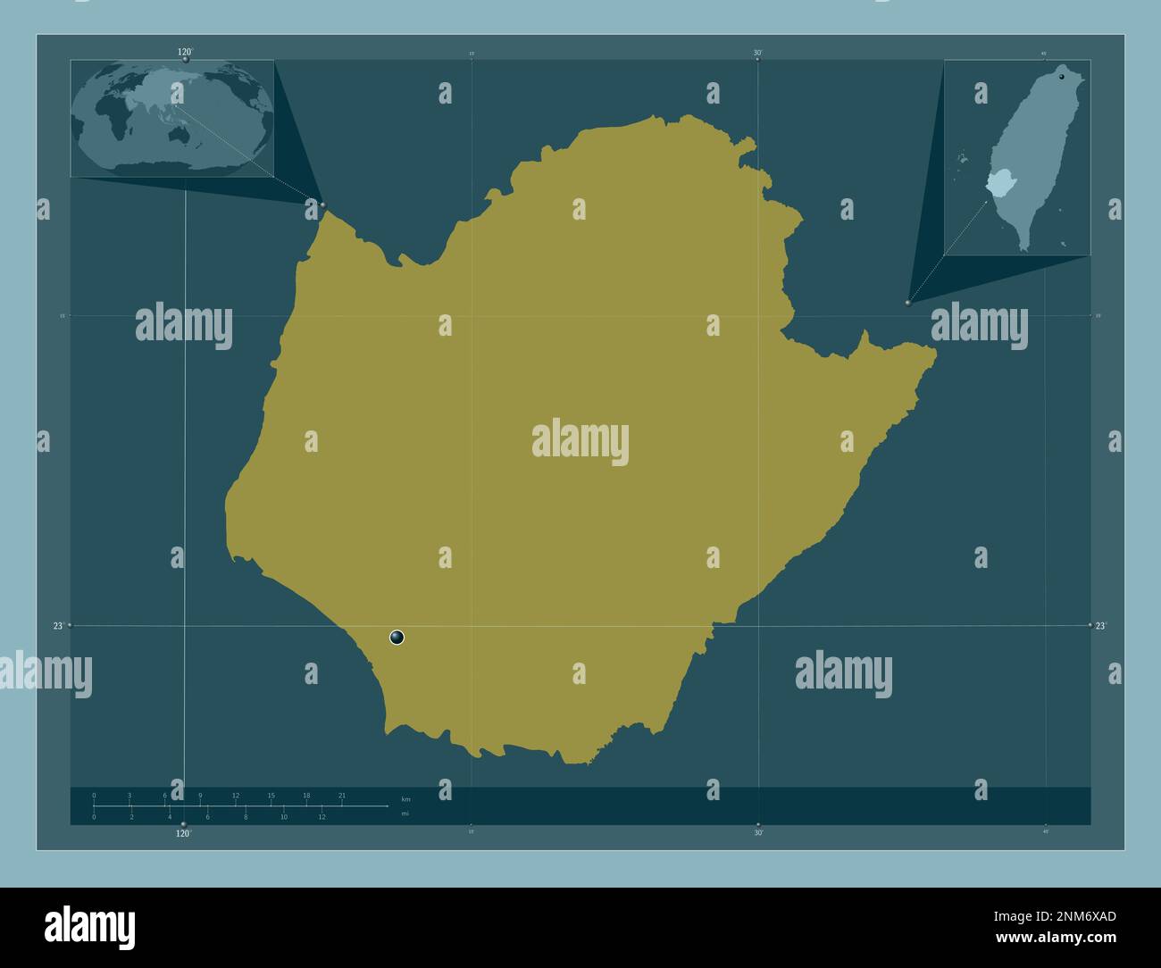 Tainan, special municipality of Taiwan. Solid color shape. Corner ...