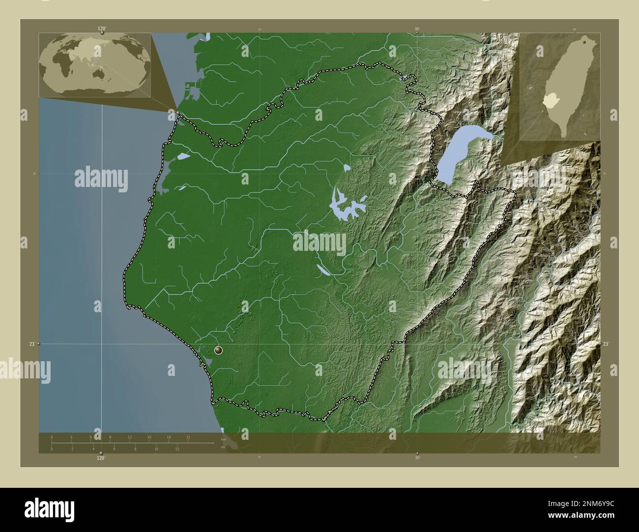 Tainan, special municipality of Taiwan. Elevation map colored in wiki ...