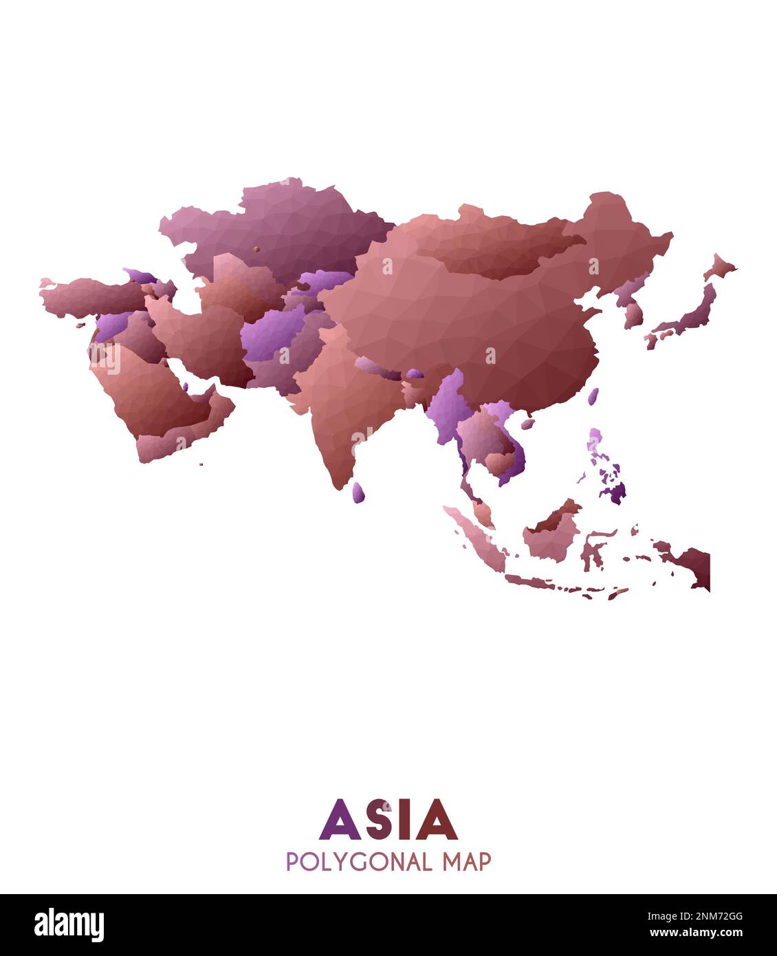 Asia Map. actual low poly style continent map. Dramatic vector ...