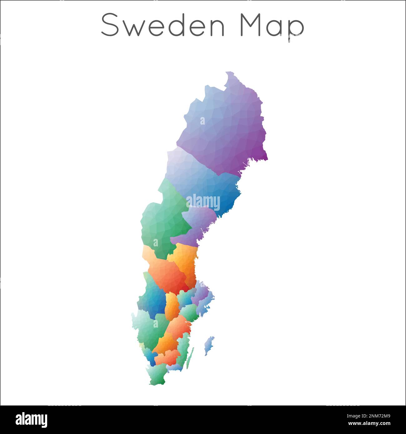 Low poly map of Sweden. Sweden geometric polygonal, mosaic style map ...