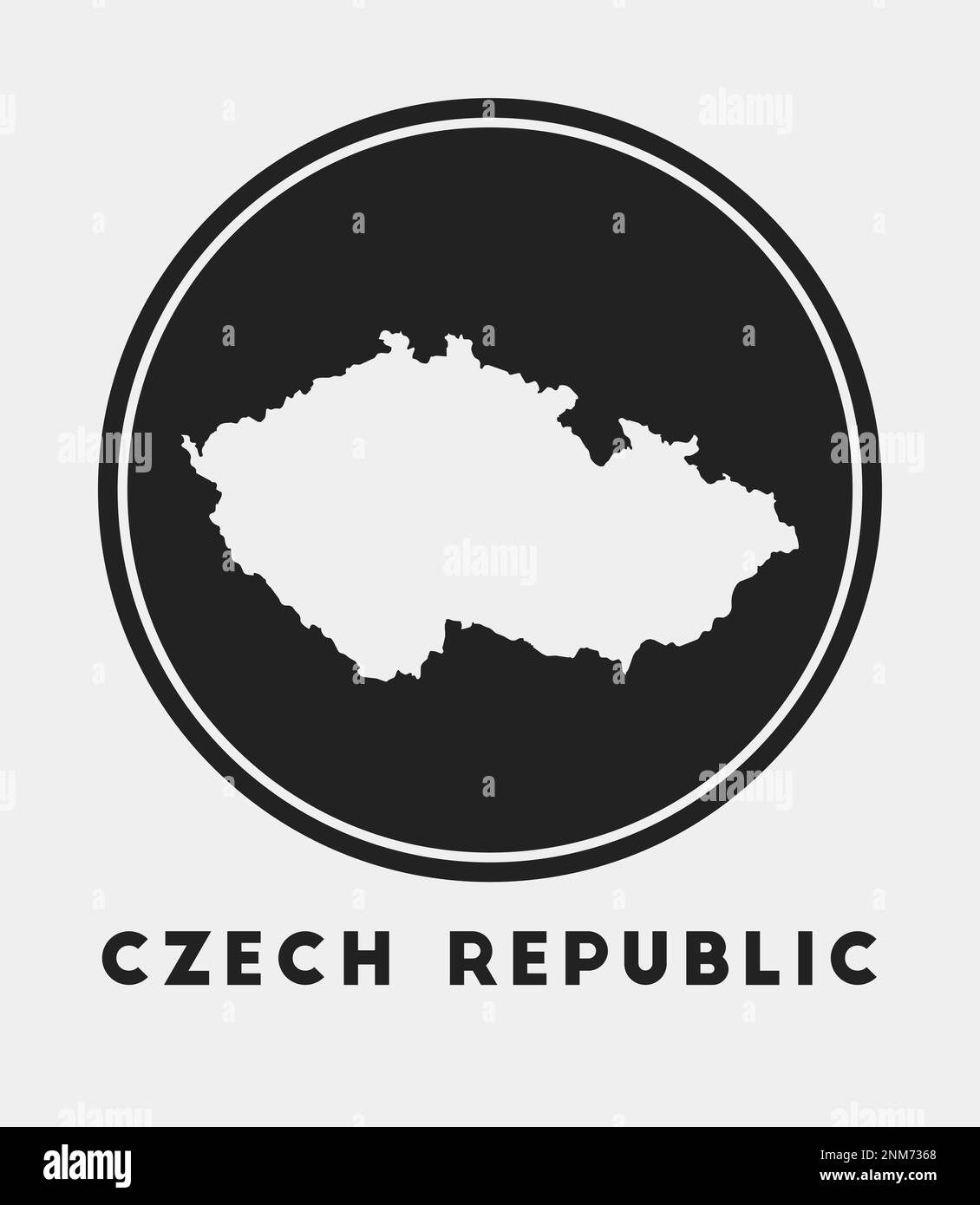 Czech Republic icon. Round logo with country map and title. Stylish ...