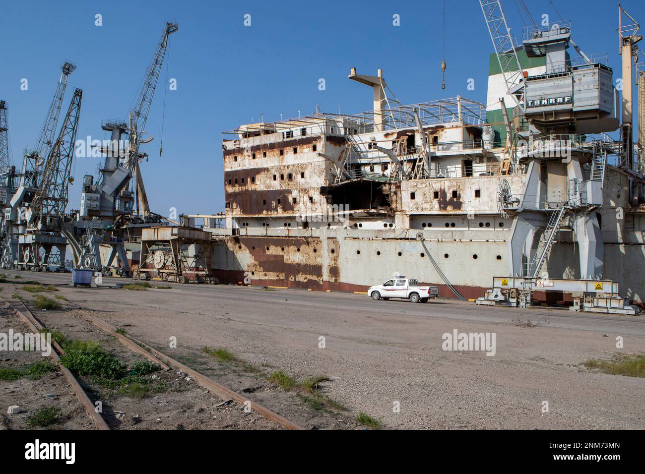 Ibn Khaldoon, a damaged yacht of the toppled Iraqi president Saddam ...