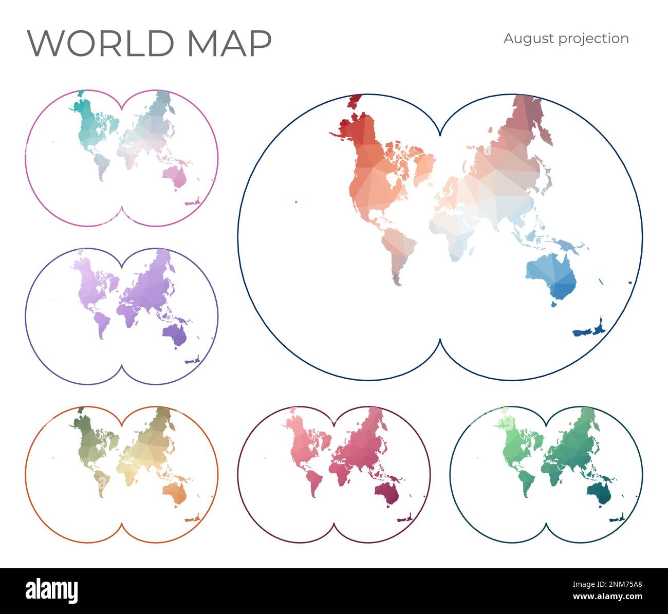 Low Poly World Map Set Augusts Epicycloidal Conformal Projection Collection Of The World Maps