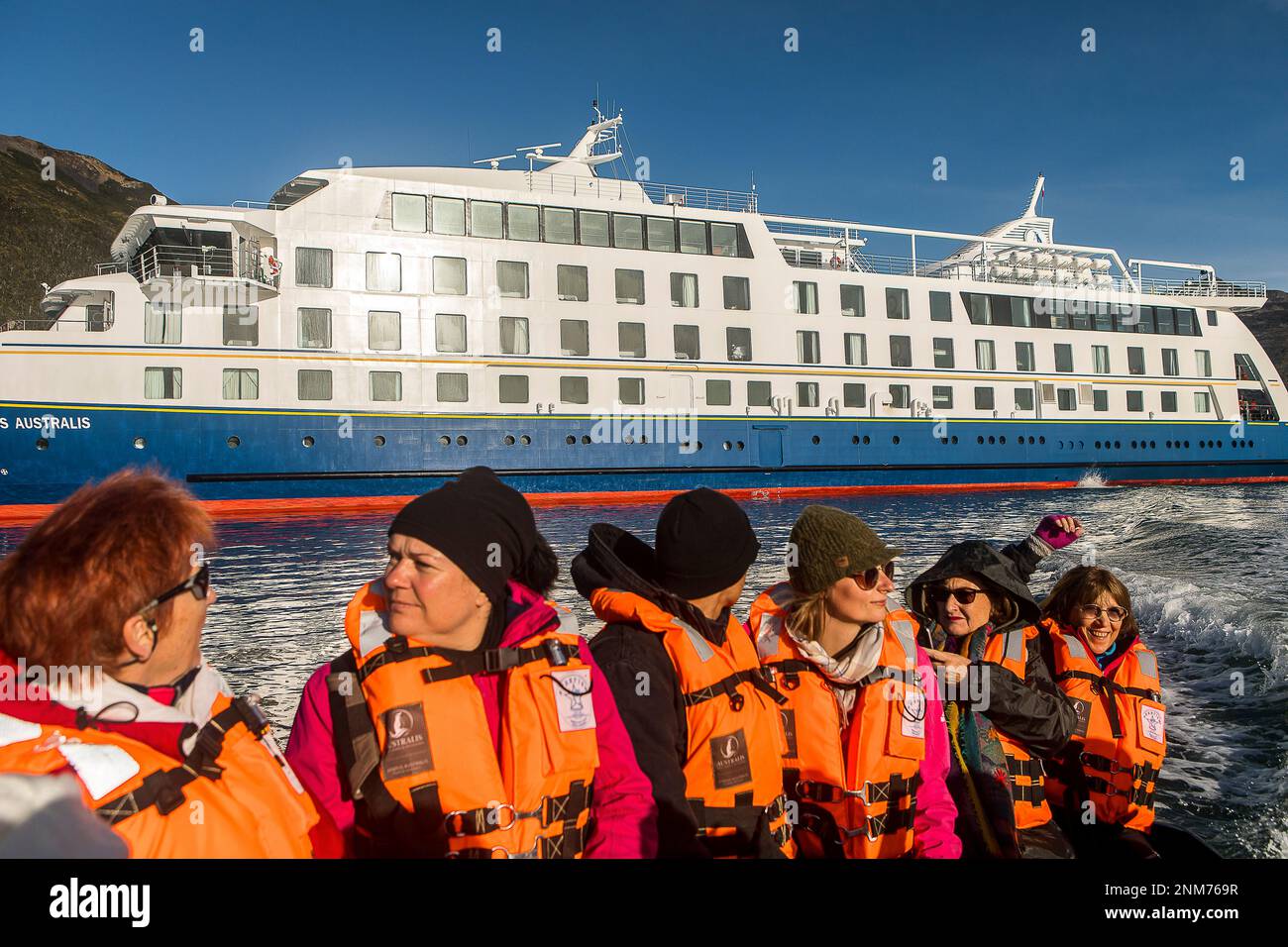 Ventus cruise ship passengers ride Zodiac to disembark and explore ...