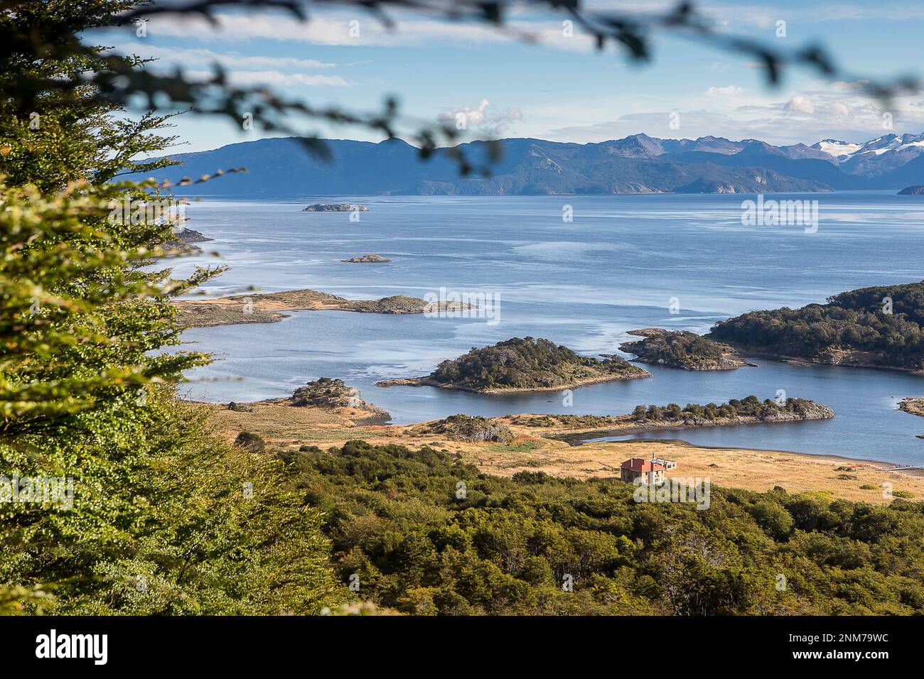 panoramic view of Wulaia Bay, also called Caleta Wulaia, Navarino ...