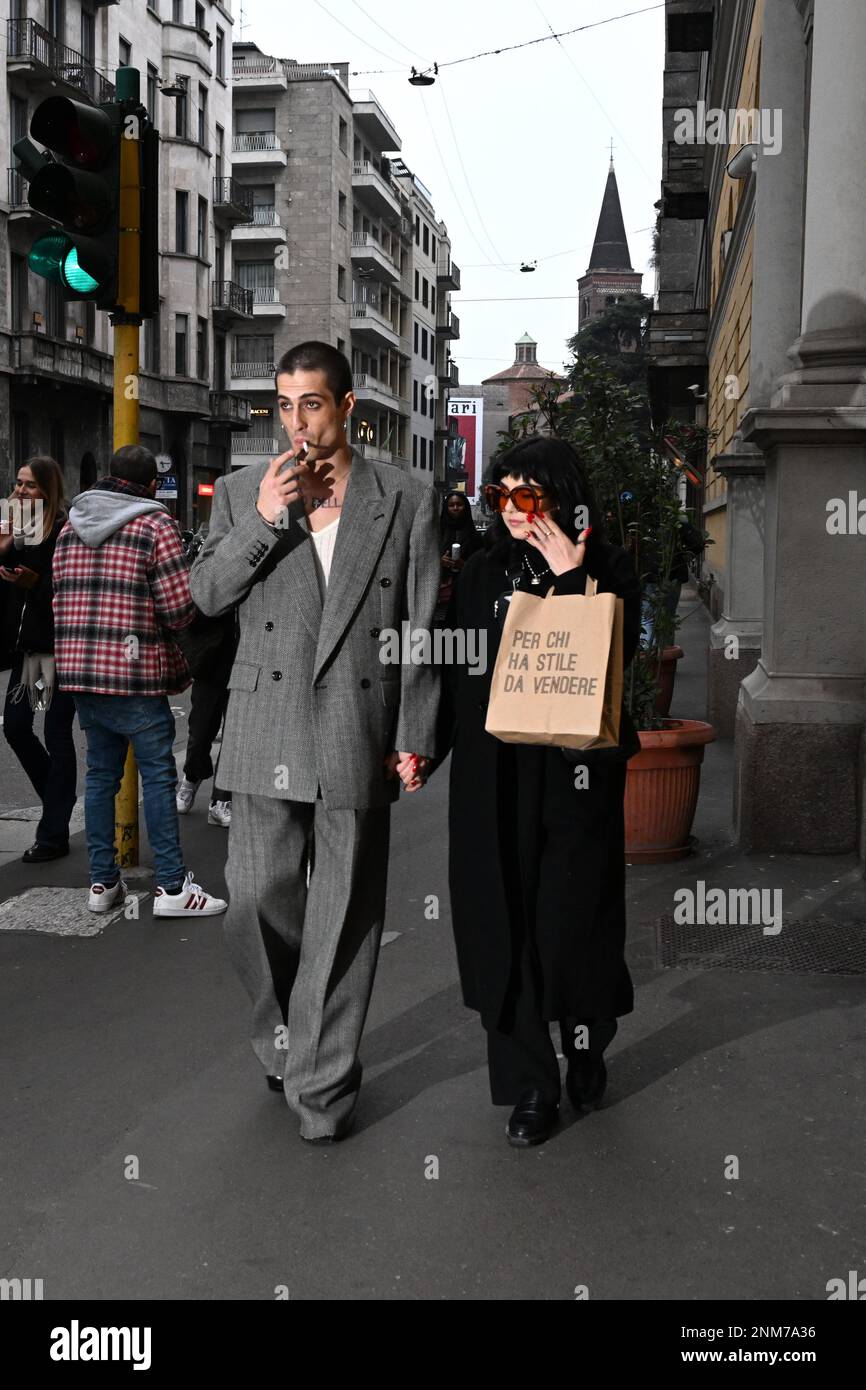Milan, Italy. 24th Feb, 2023. Milan, Milan Fashion Week. Arrivals ...